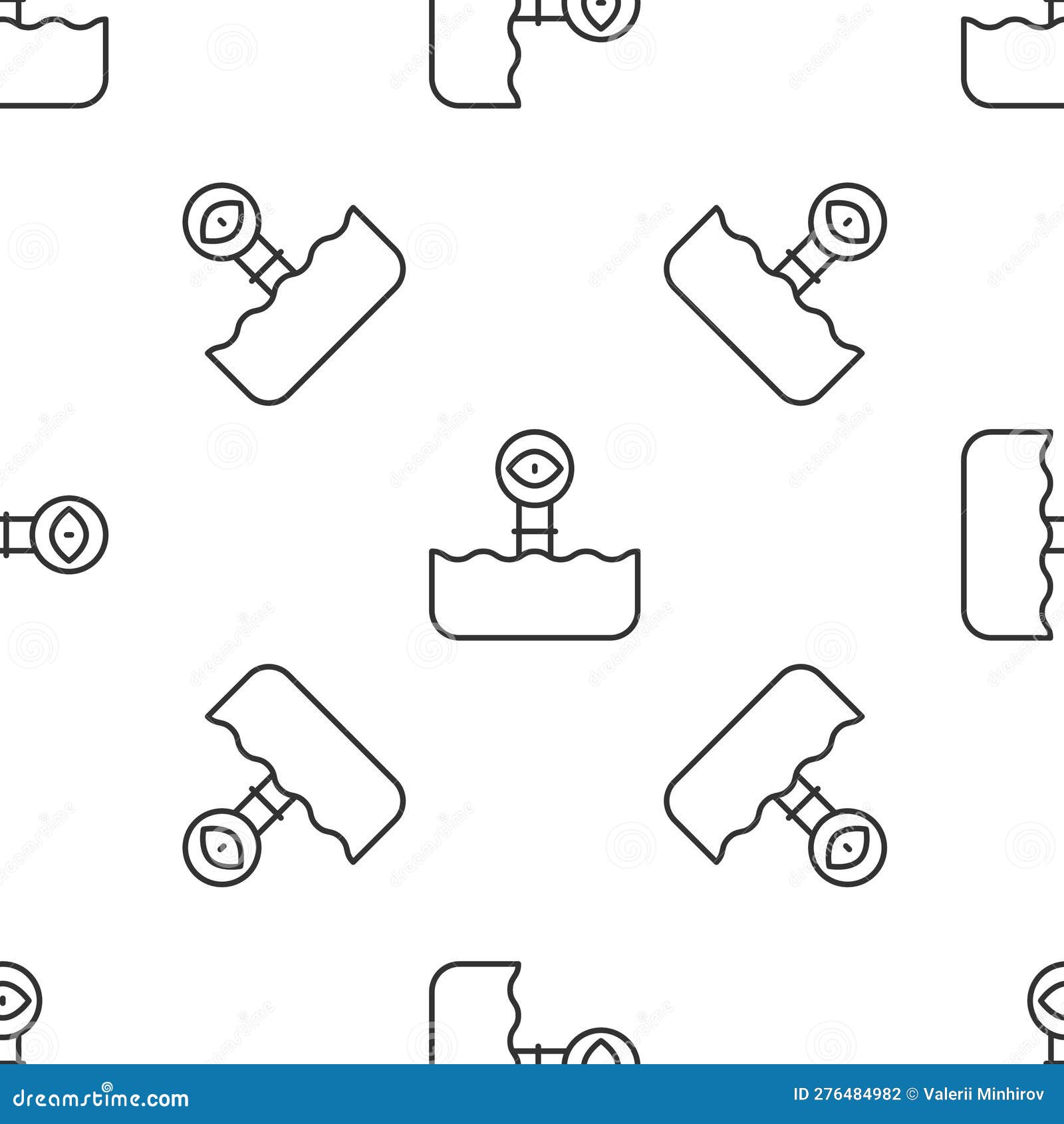 Line Periscope In The Waves Above The Water Icon Isolated On White ...