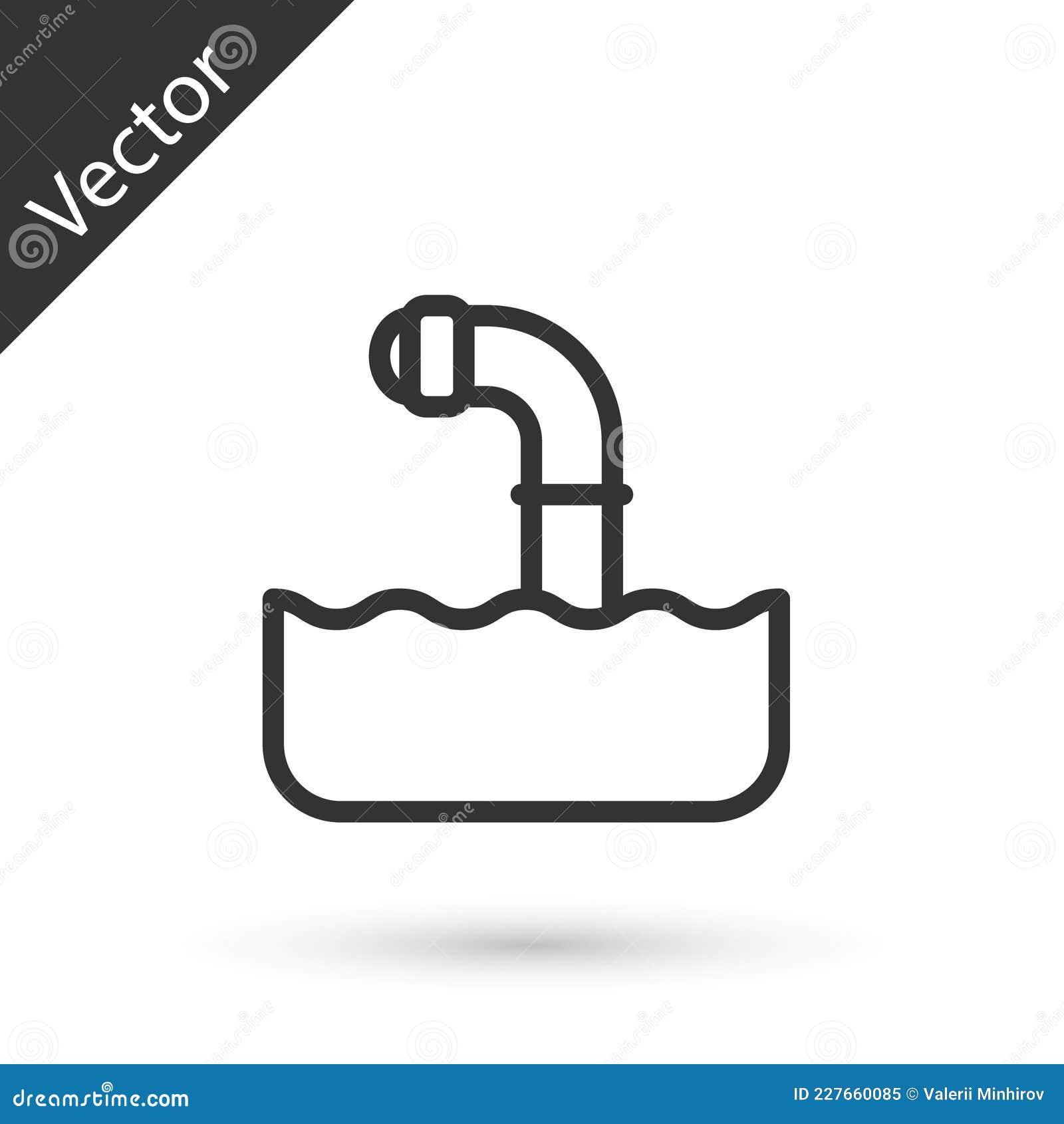 Set Line Periscope In The Waves Above The Water Icon Isolated On Black ...