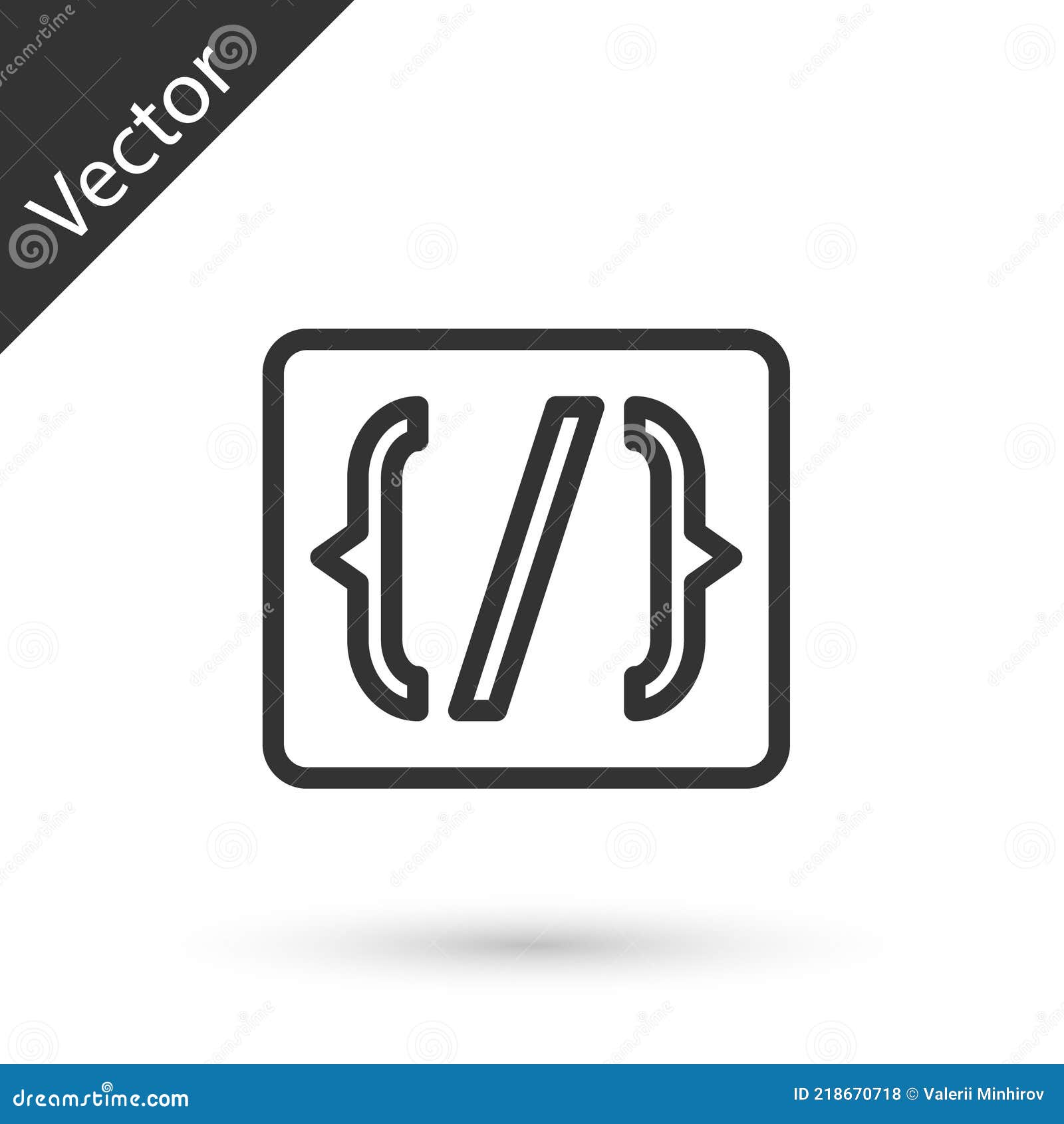 Grey Line Programming Language Syntax Icon Isolated On White Background Syntax Programming File