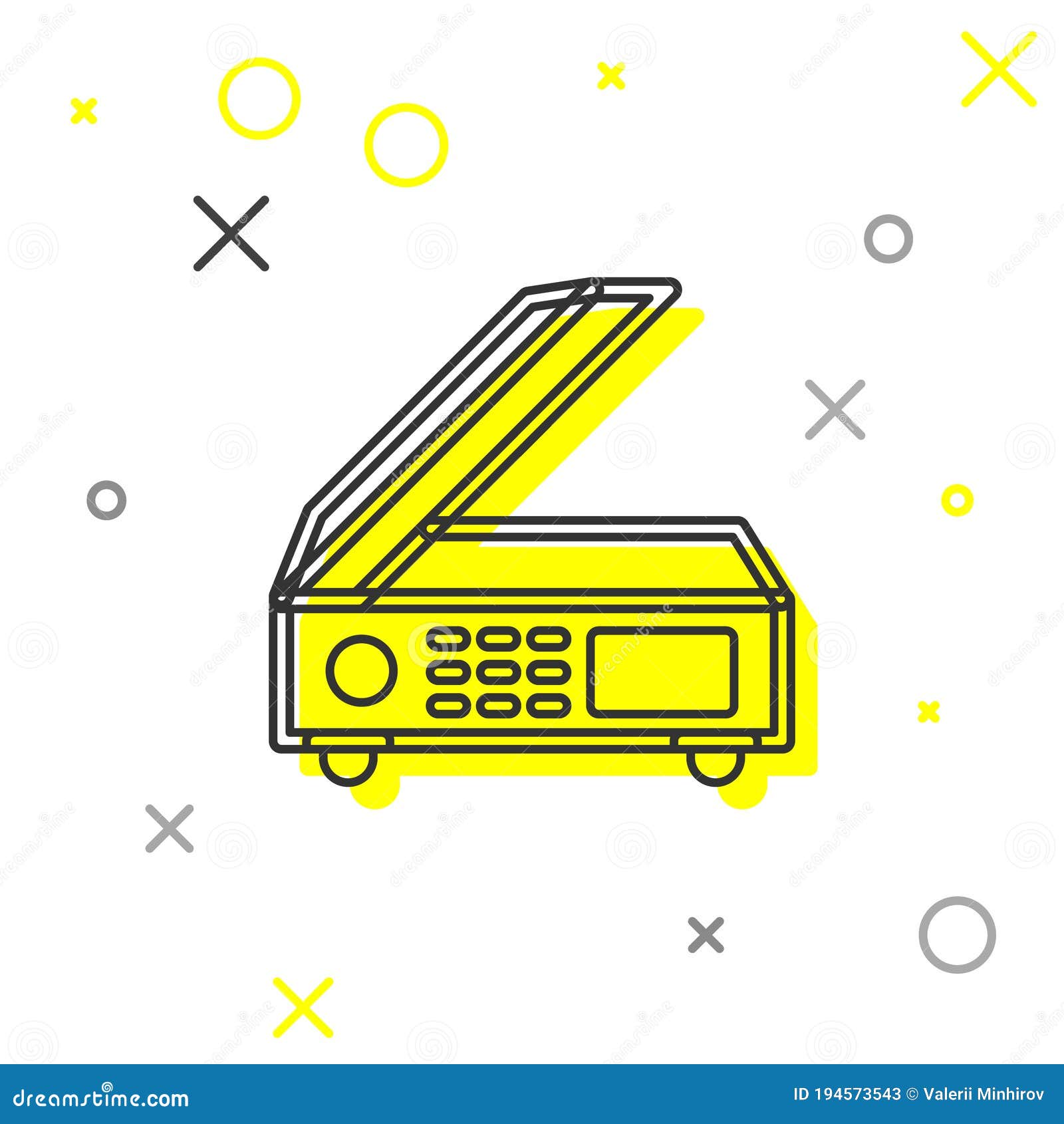 Grey Line Scanner Icon Isolated on White Background. Scan Document ...