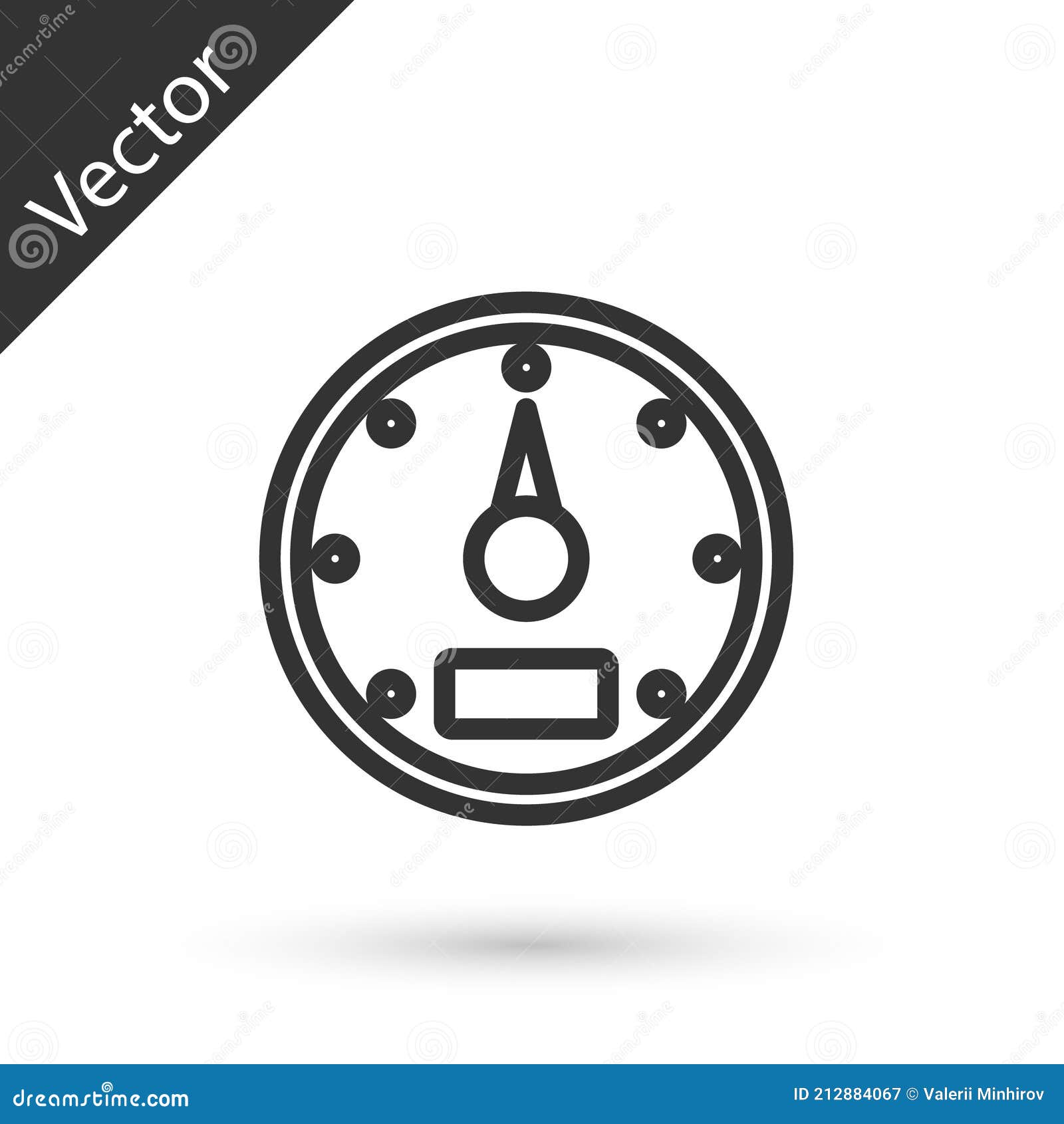 Grey Line Speedometer Icon Isolated on White Background. Vector Stock ...