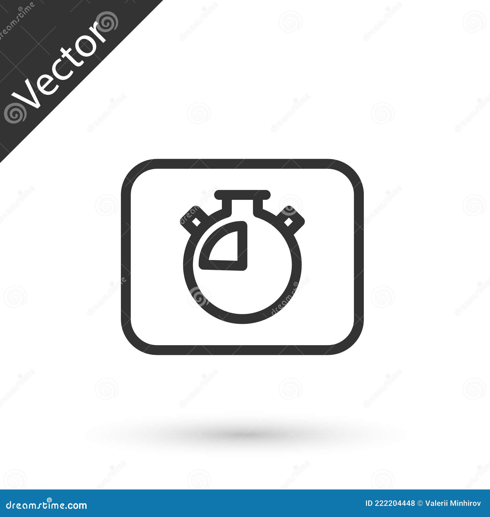 Grey Line Stopwatch Icon Isolated on White Background. Time Timer Sign ...
