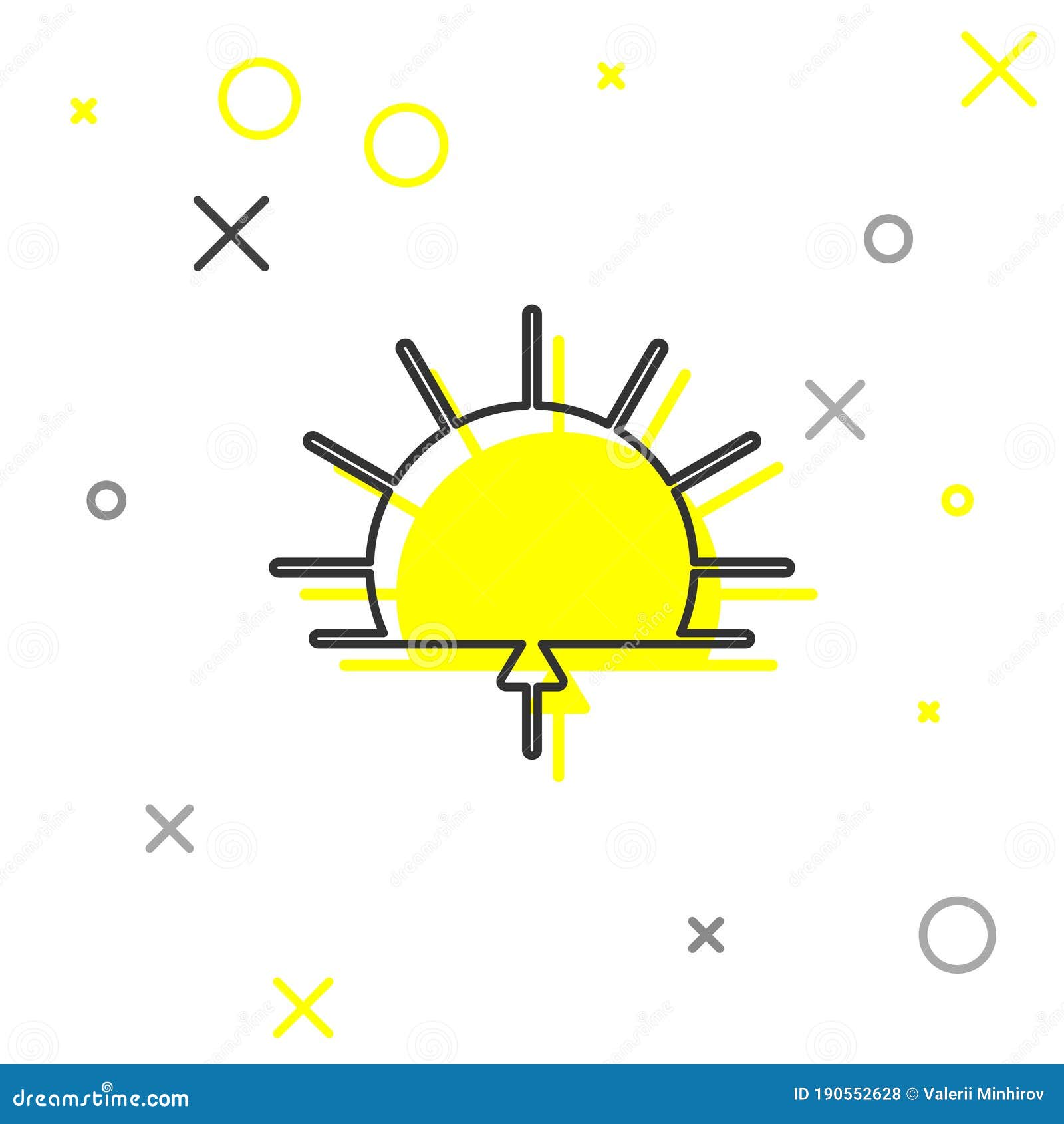 Grey Line Sunrise Icon Isolated on White Background. Vector ...