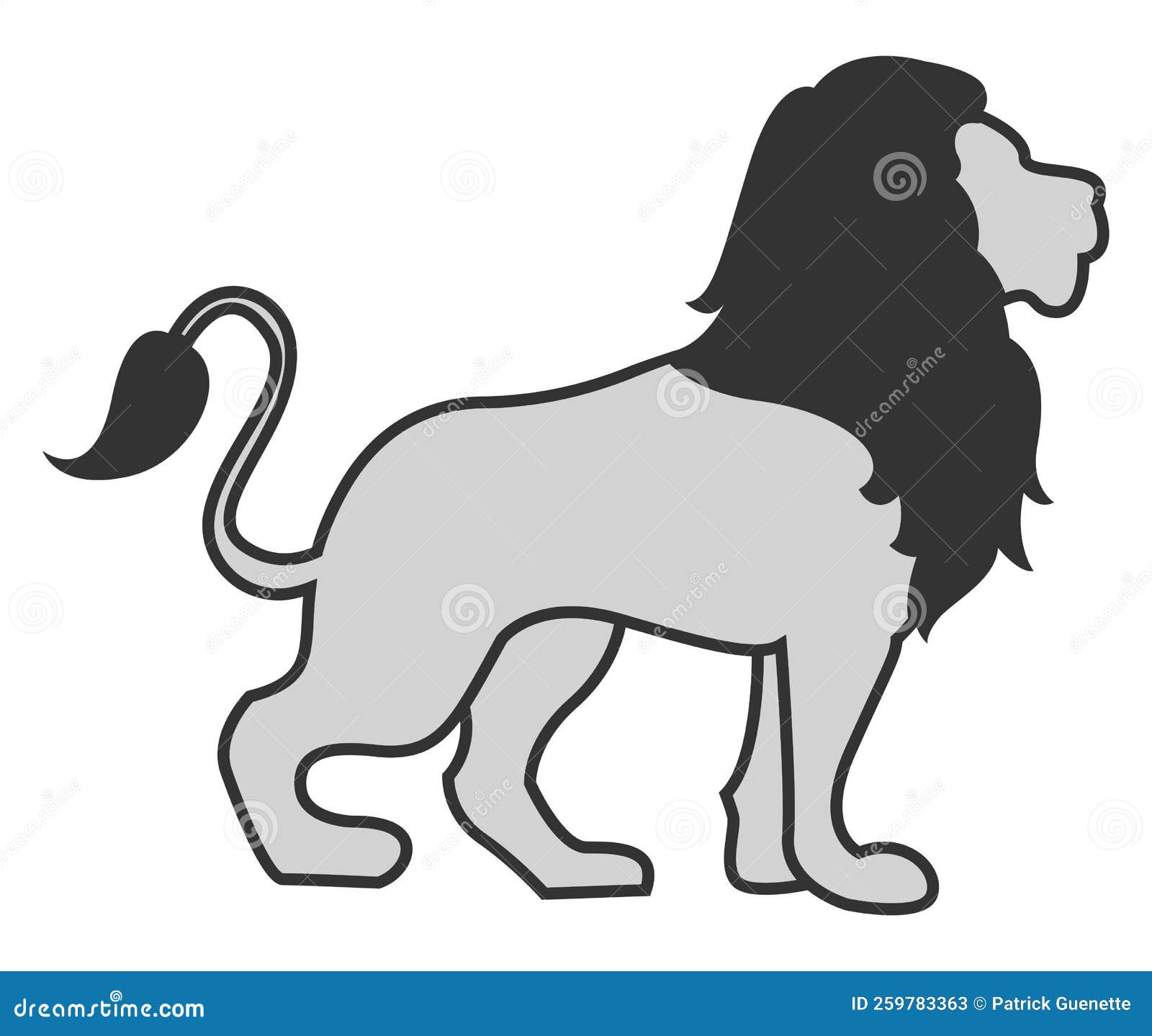 Grey lion, icon stock vector. Illustration of male, design - 259783363