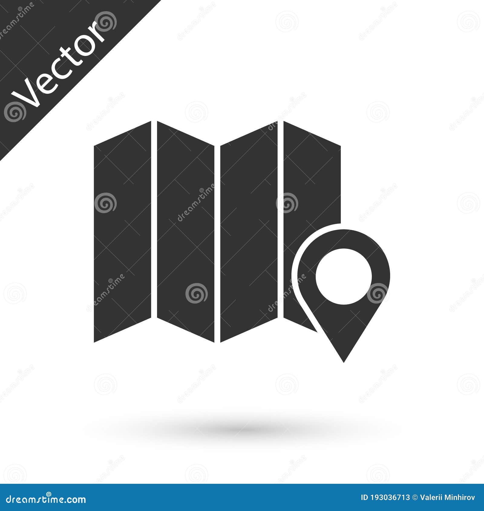 Grey Location of the Forest on a Map Icon Isolated on White Background ...