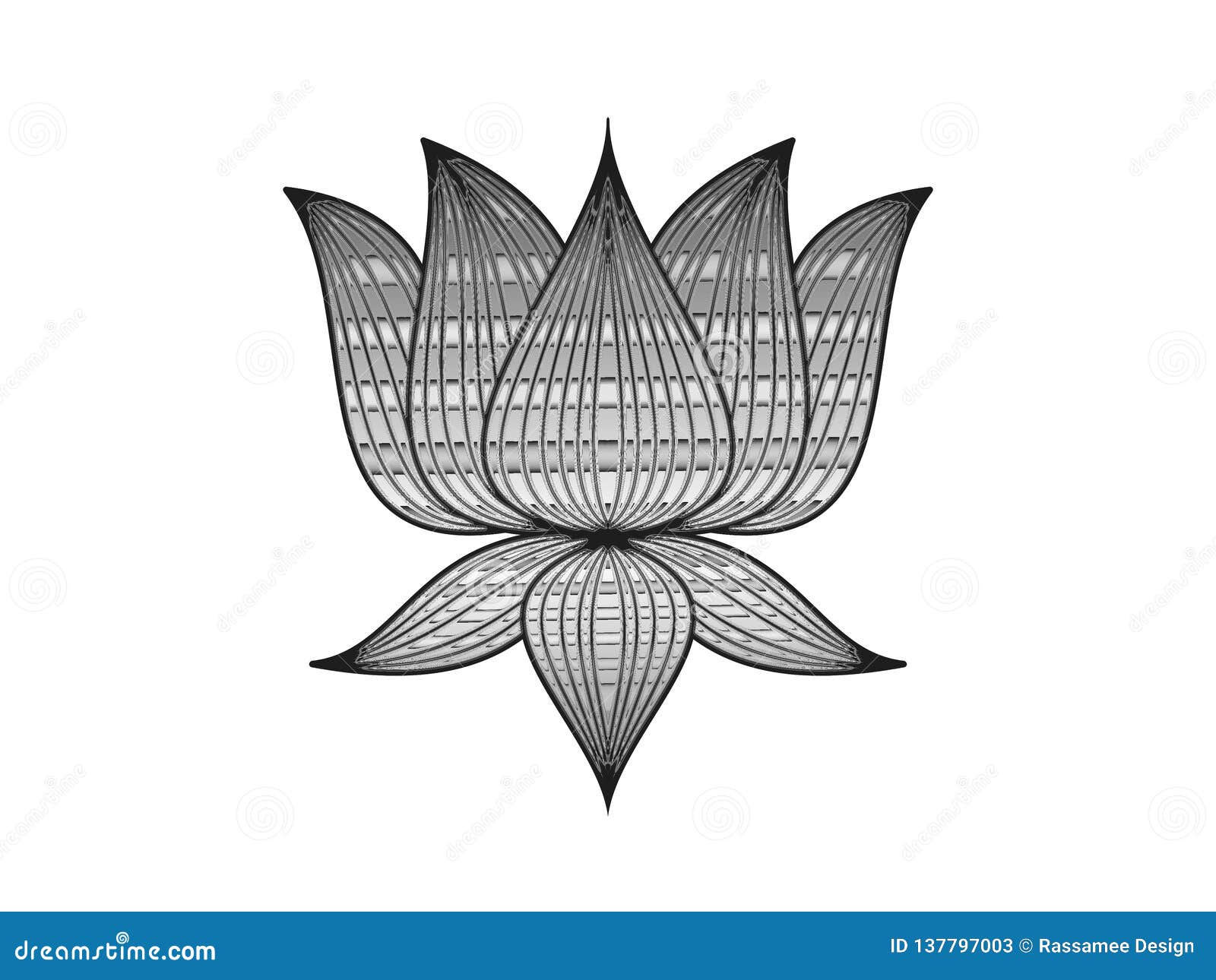 Grey Lotus Pattern Design on White Background Stock Illustration ...