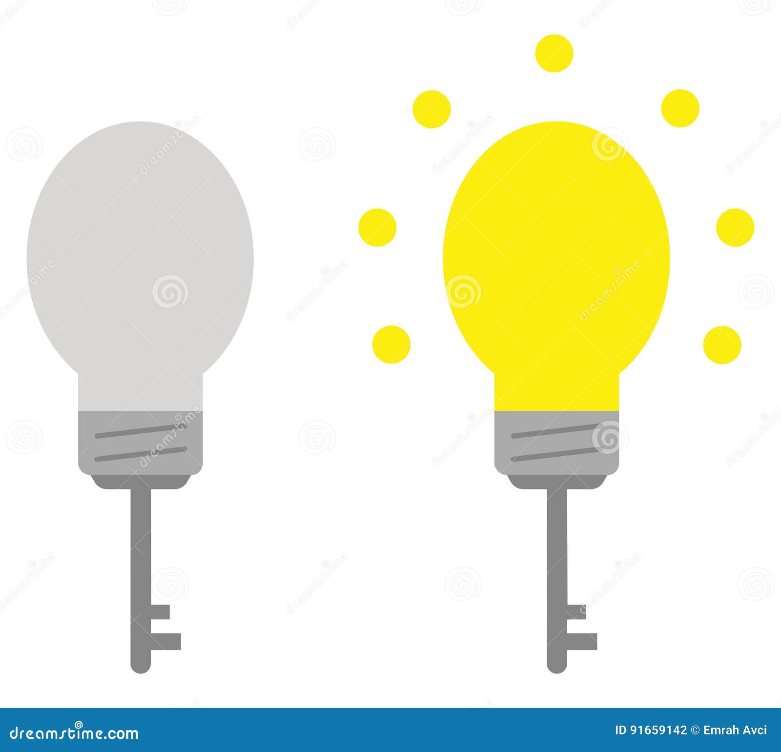 Grey and Lyellow Light Bulb Keys Stock Vector - Illustration of design ...