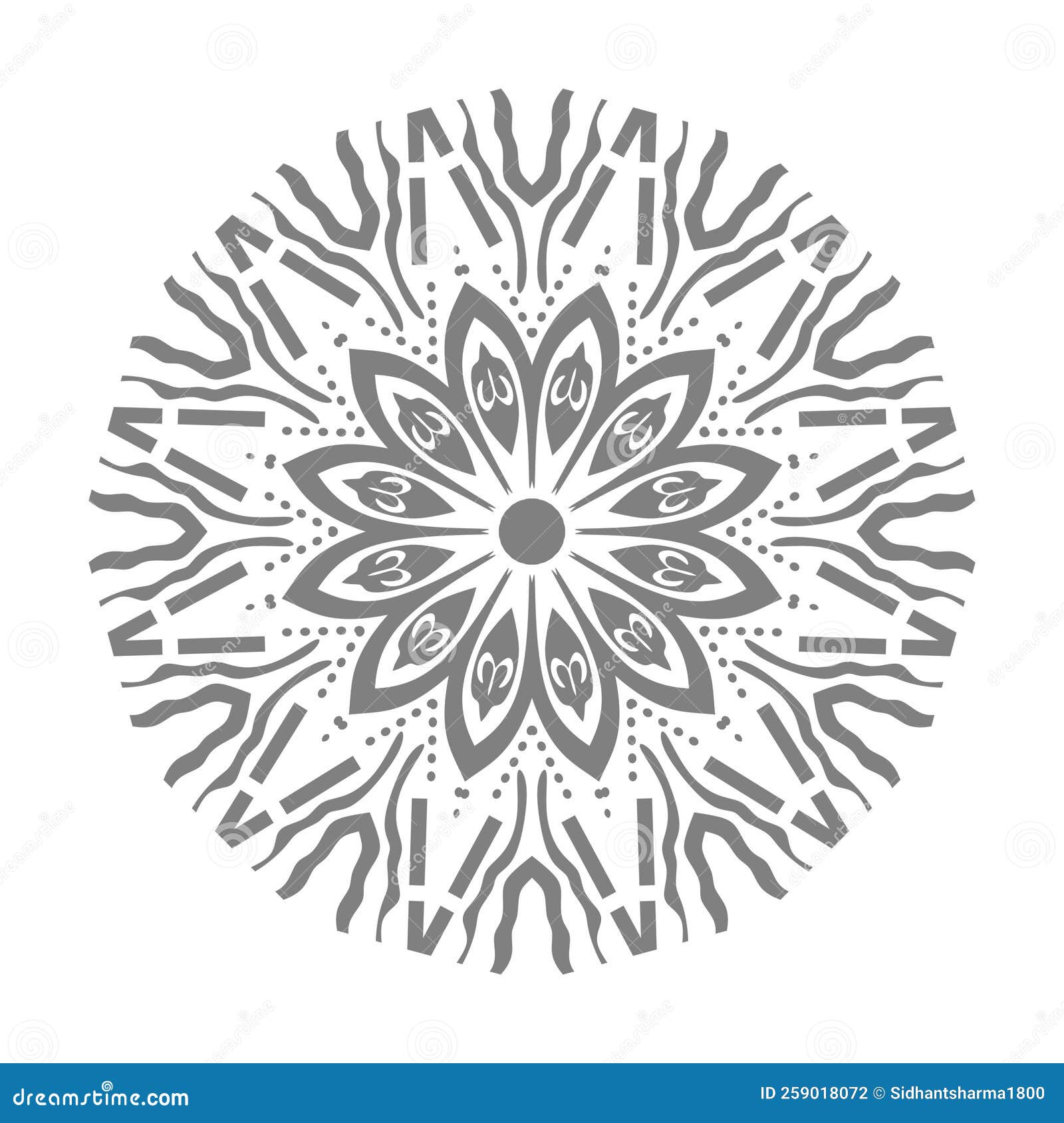 Grey Mandala Vector On White Background Illustrations | CartoonDealer ...