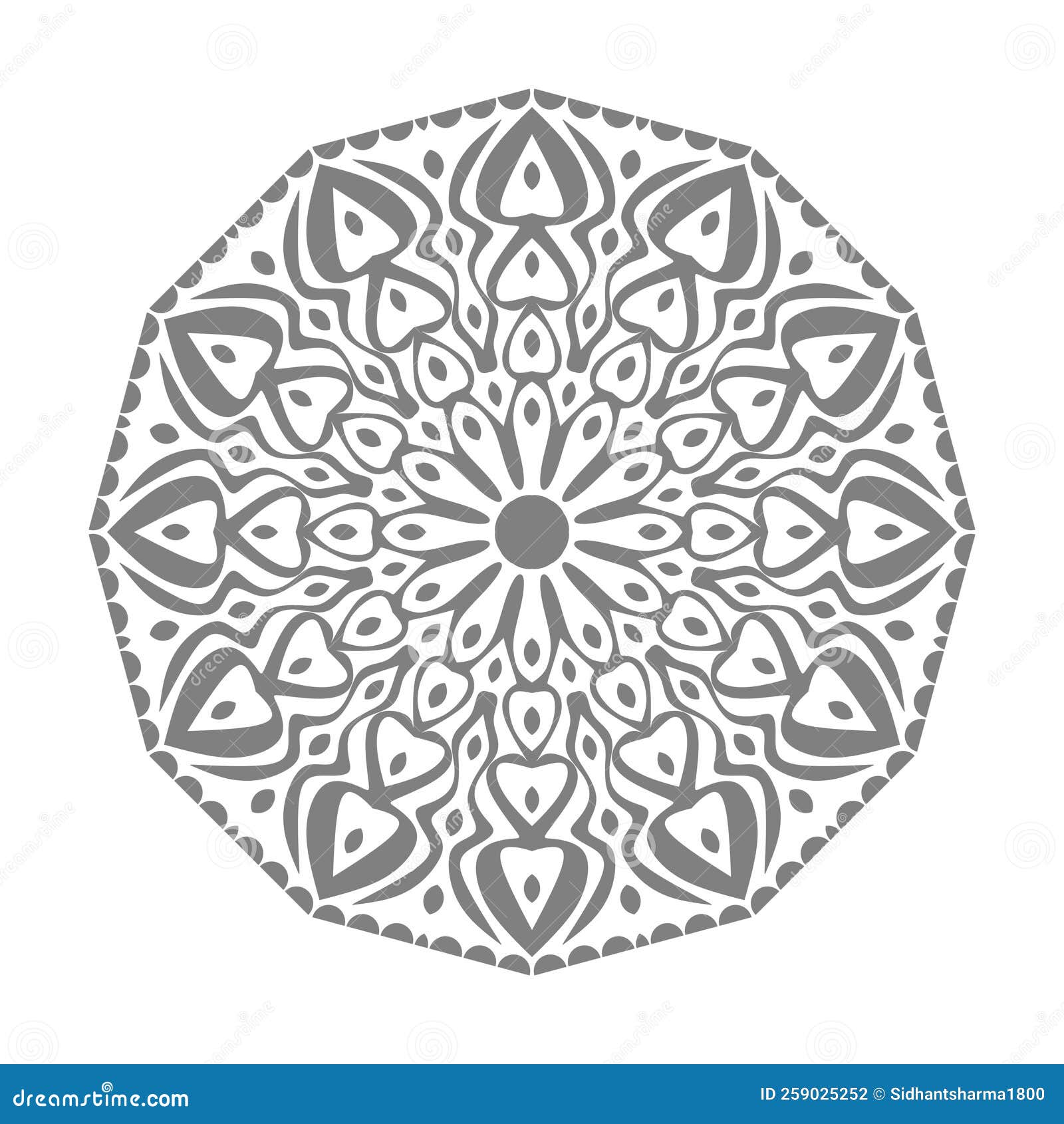 Grey Mandala Vector on White Background Illustrations Stock Vector ...