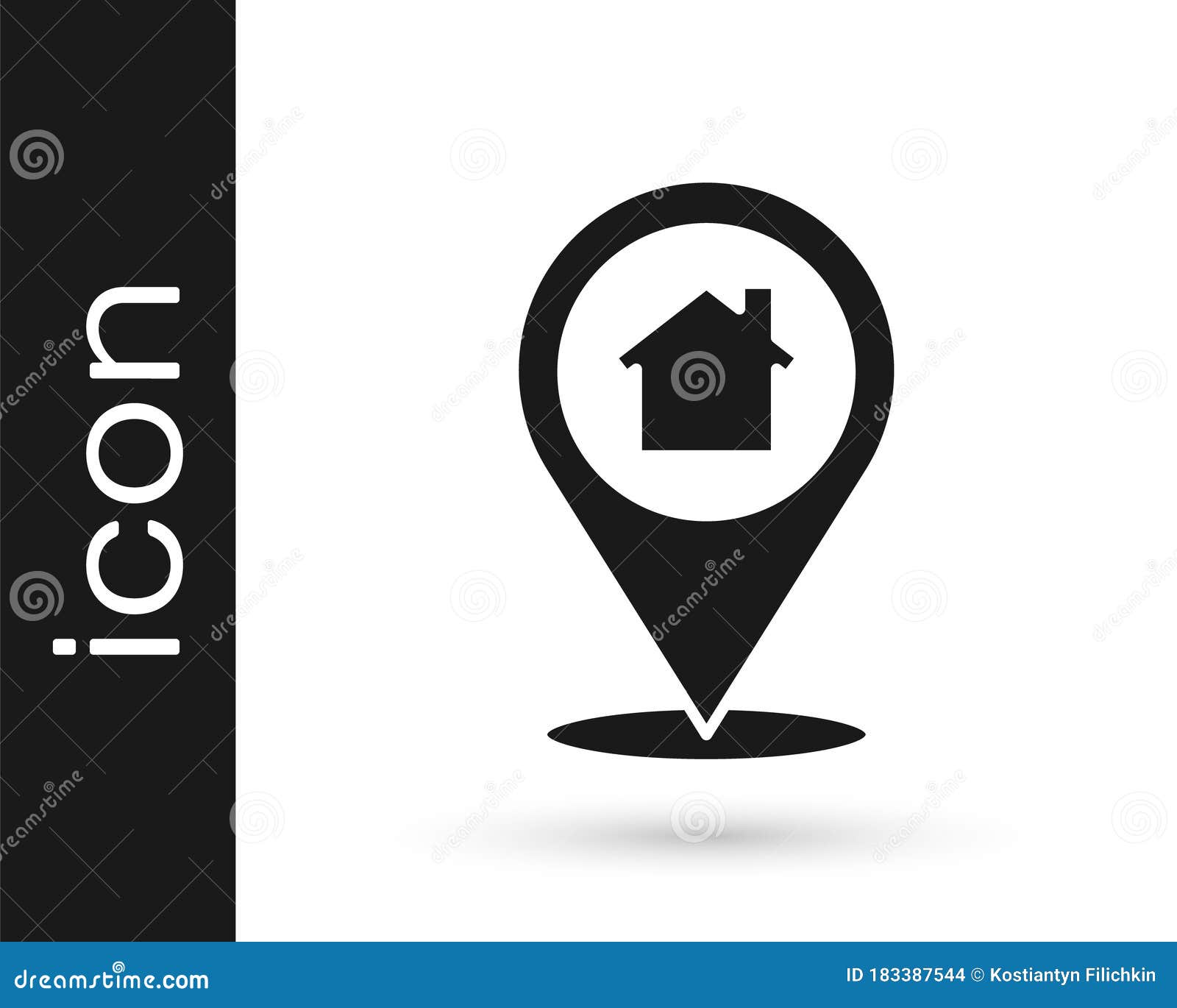 Grey Map Pointer with House Icon Isolated on White Background. Home ...