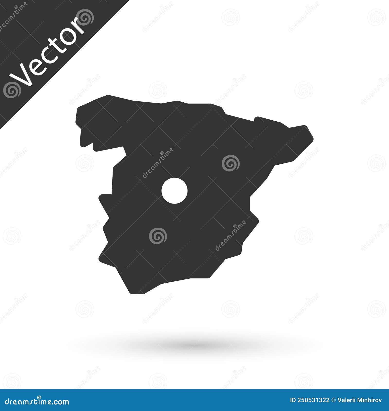 Grey Map of Spain Icon Isolated on White Background. Vector Stock ...