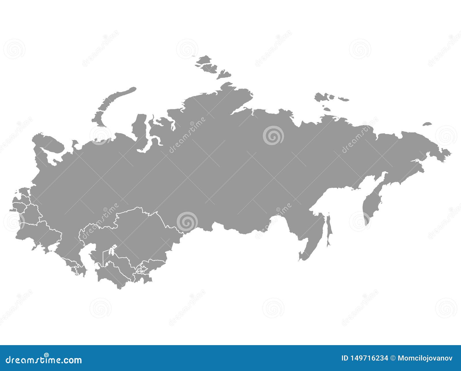 Grey Map of USSR Soviet Union with Member Countries on White Background ...