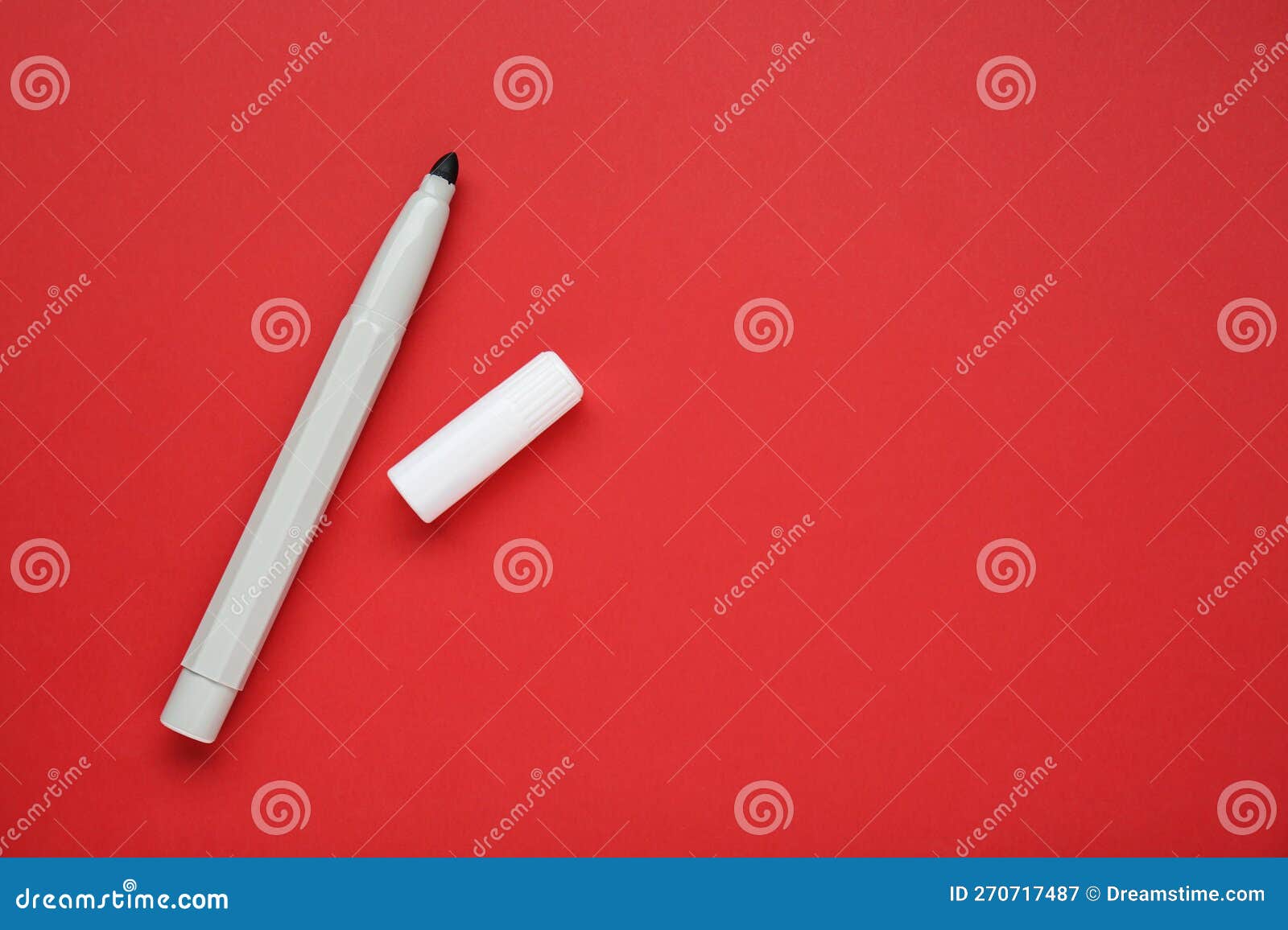 Grey Marker on Red Background, Flat Lay. Space for Text Stock Image ...