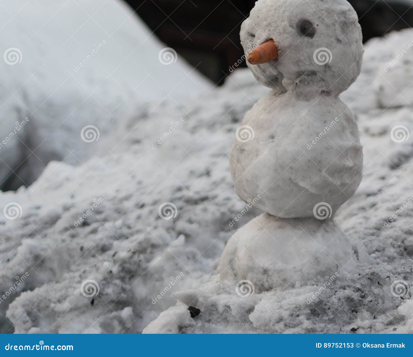 Grey Melted Snowman on the Ground in Early Spring Stock Image - Image ...