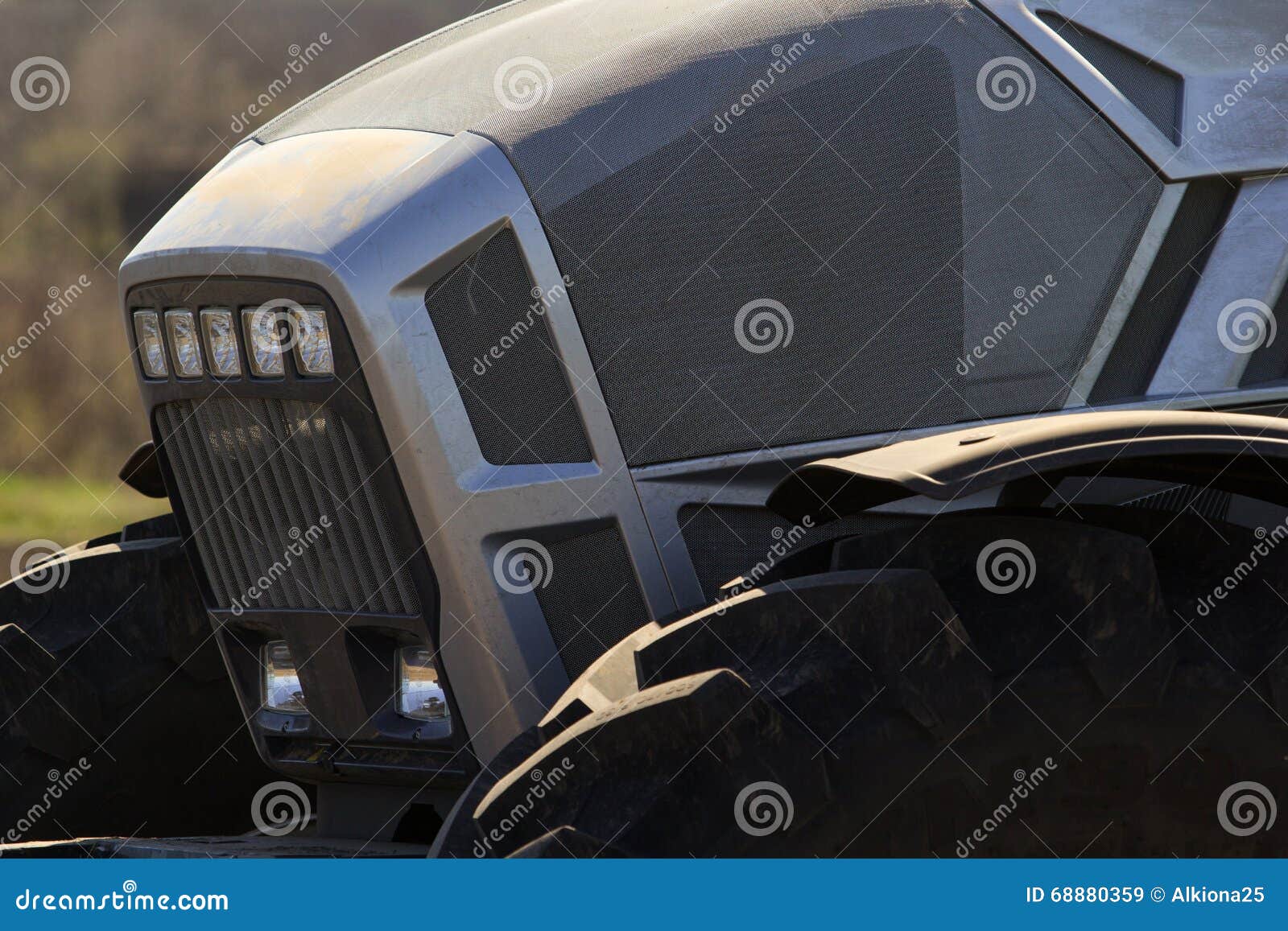 Grey Metal Bonnet of Tractor and Large Wheel Stock Image - Image of ...