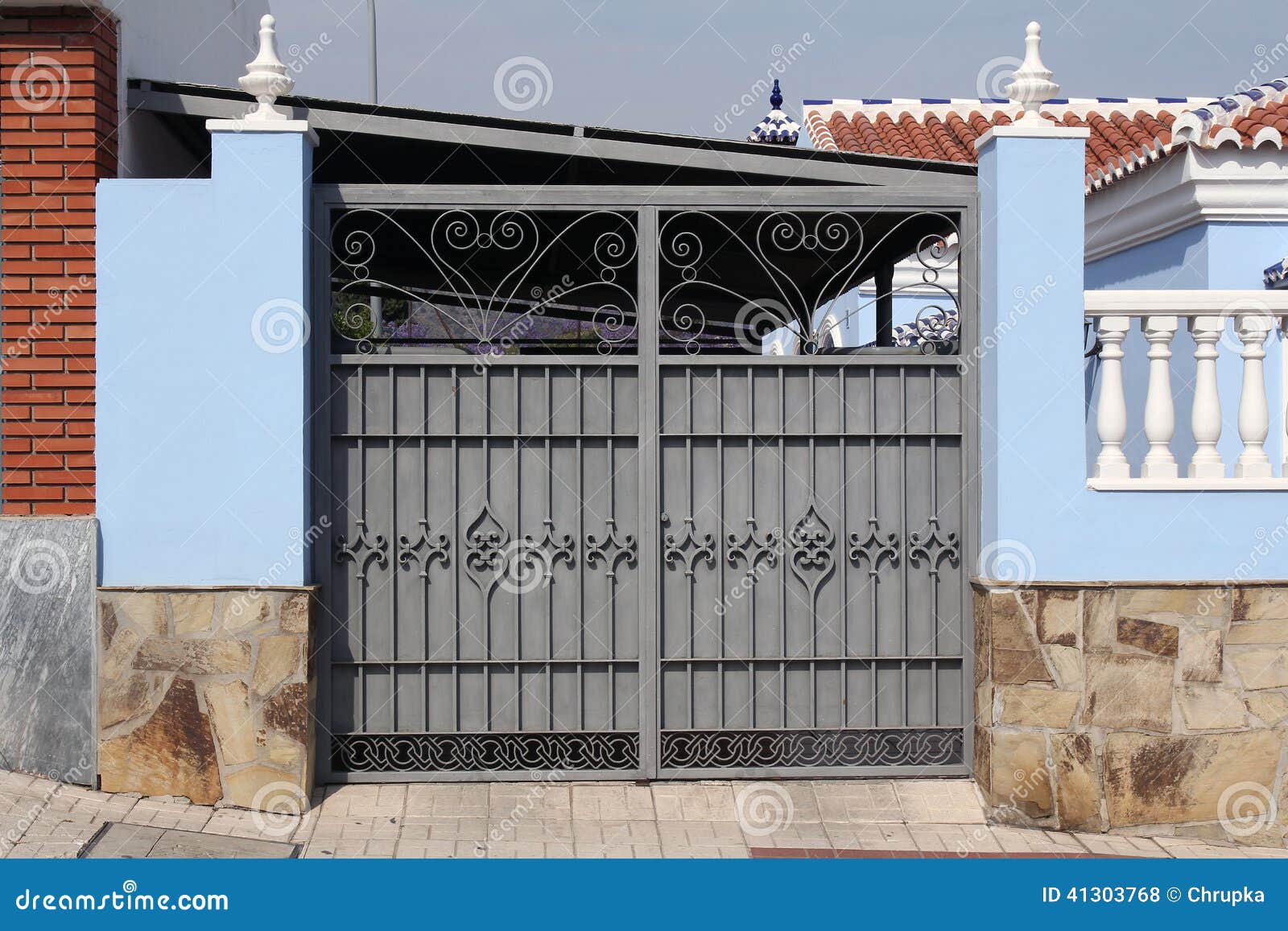 Grey metal gate stock photo. Image of front, gate, modern - 41303768