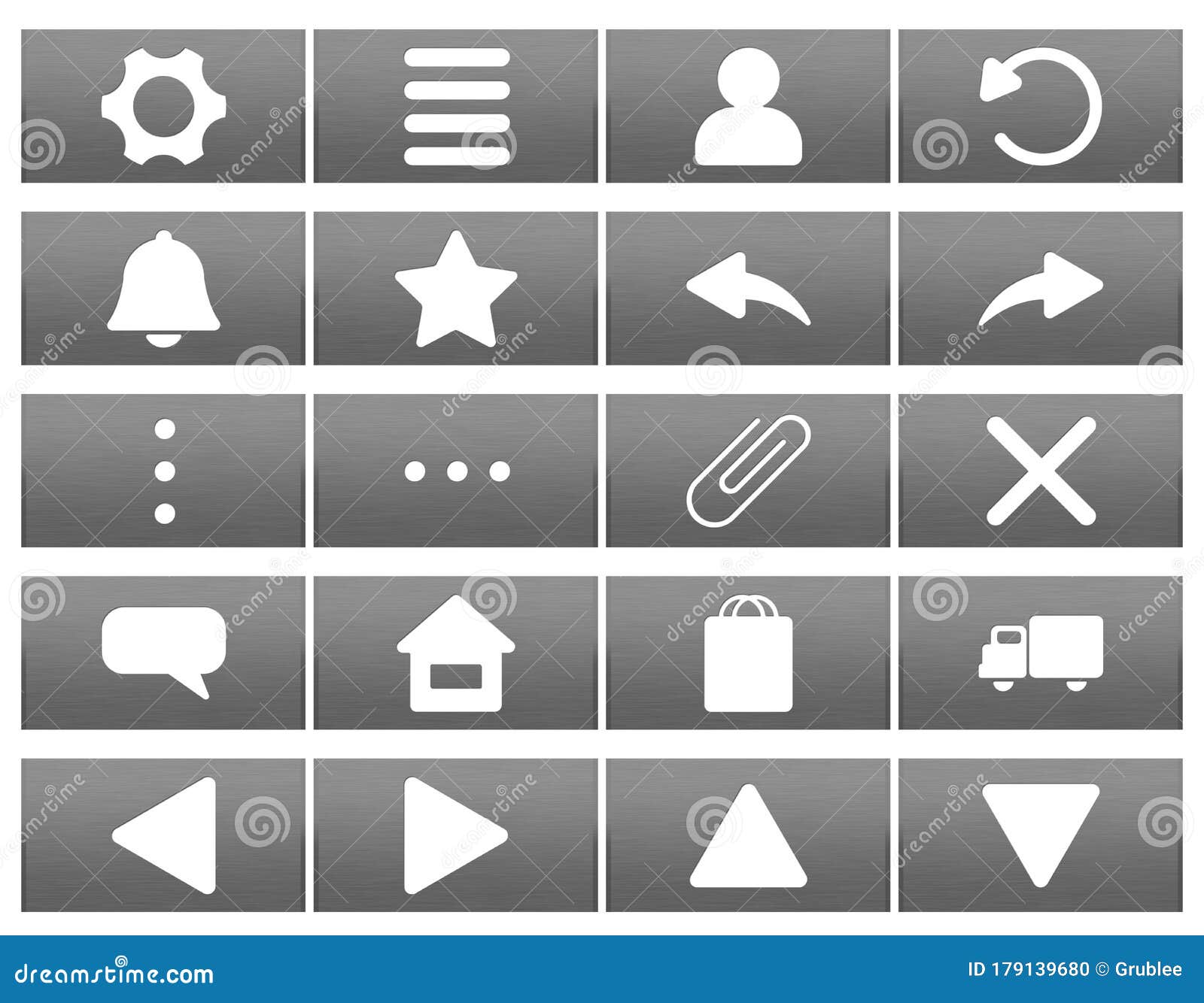 Grey metallic buttons set stock illustration. Illustration of internet ...