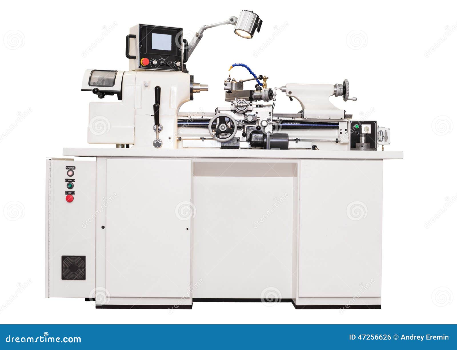 Grey Metalworking Lathe Machine Stock Photo - Image of isolated ...