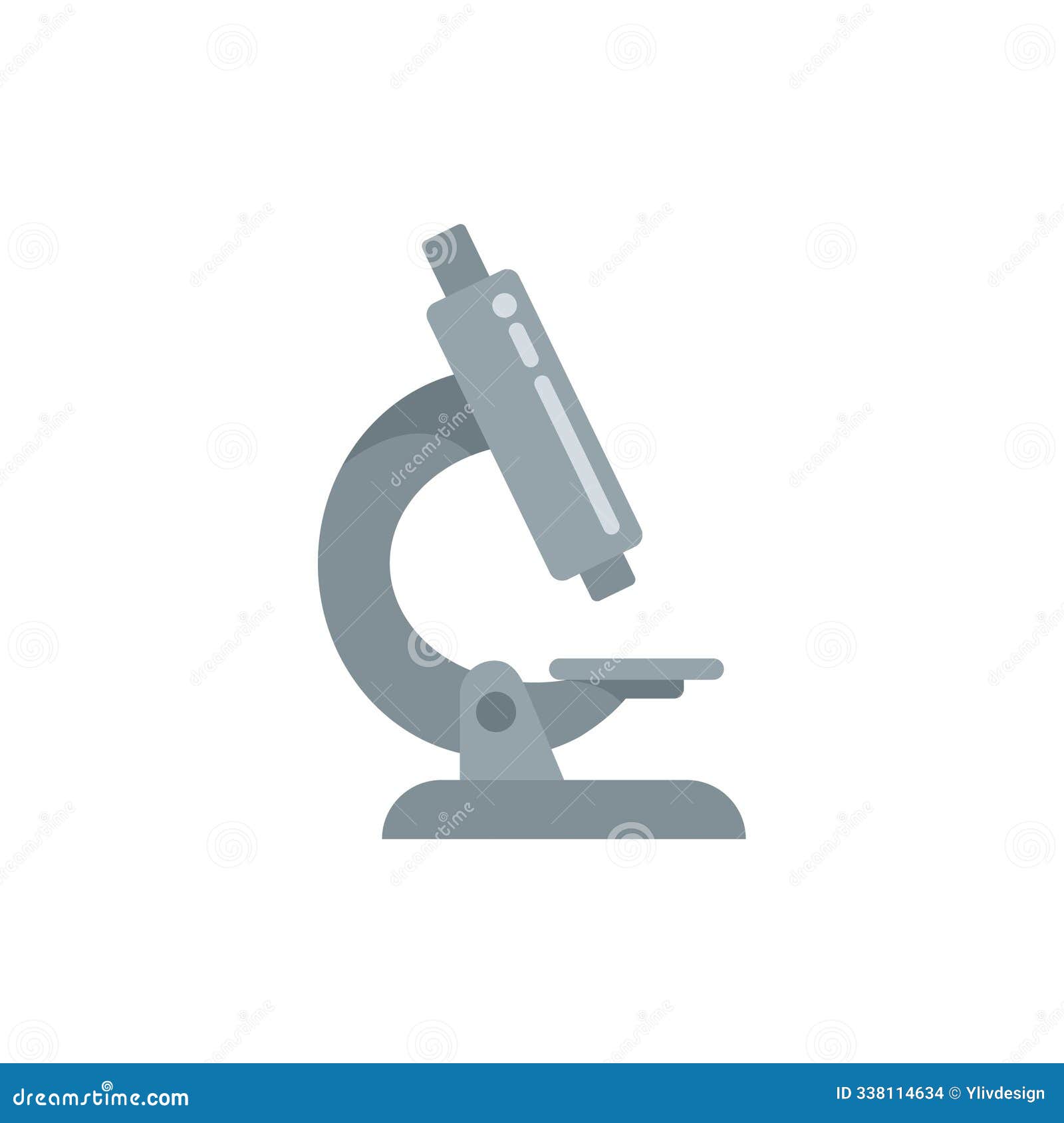 Grey Microscope Standing on a White Background Stock Illustration ...