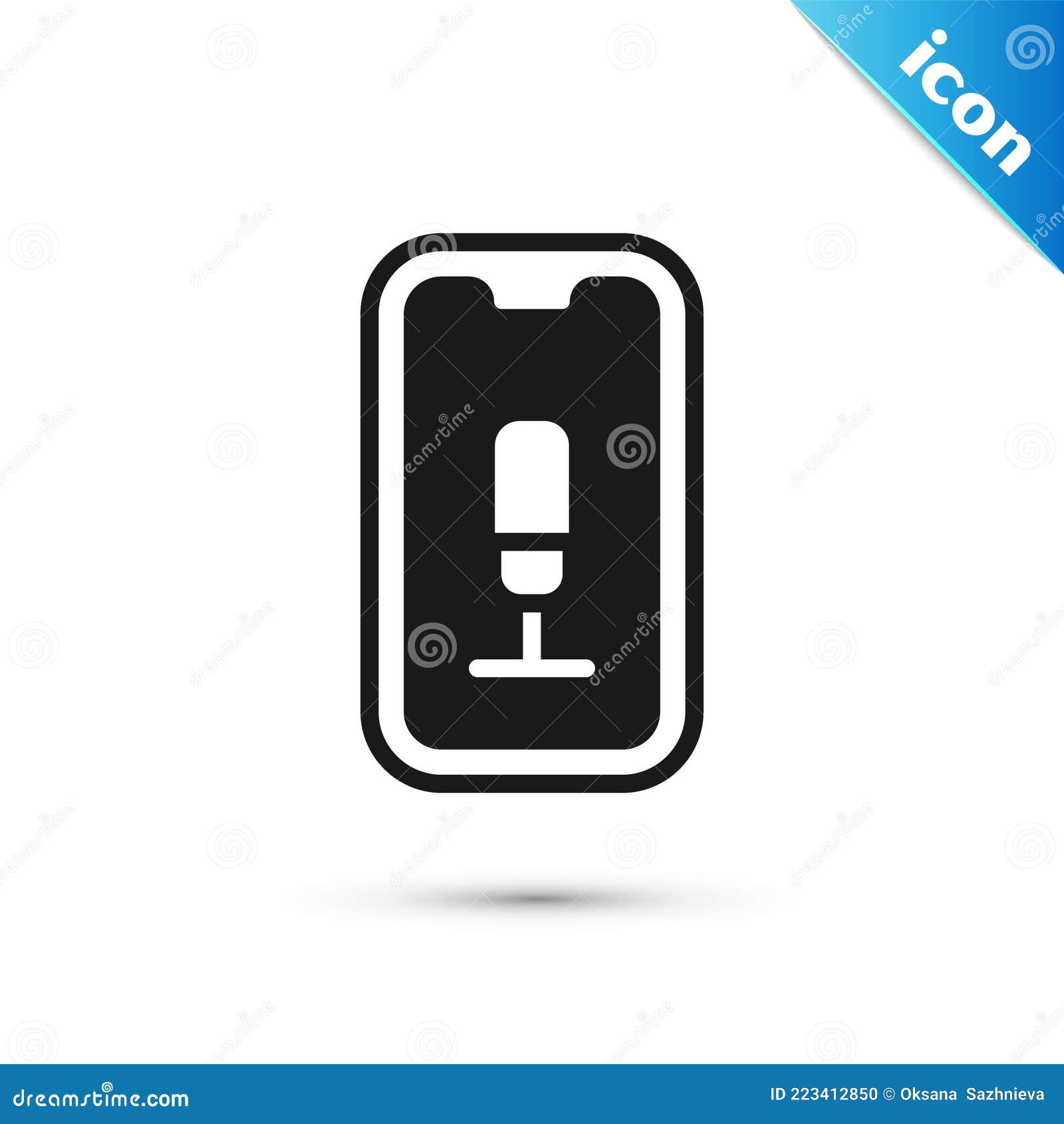 Grey Mobile Recording Icon Isolated on White Background. Mobile Phone ...