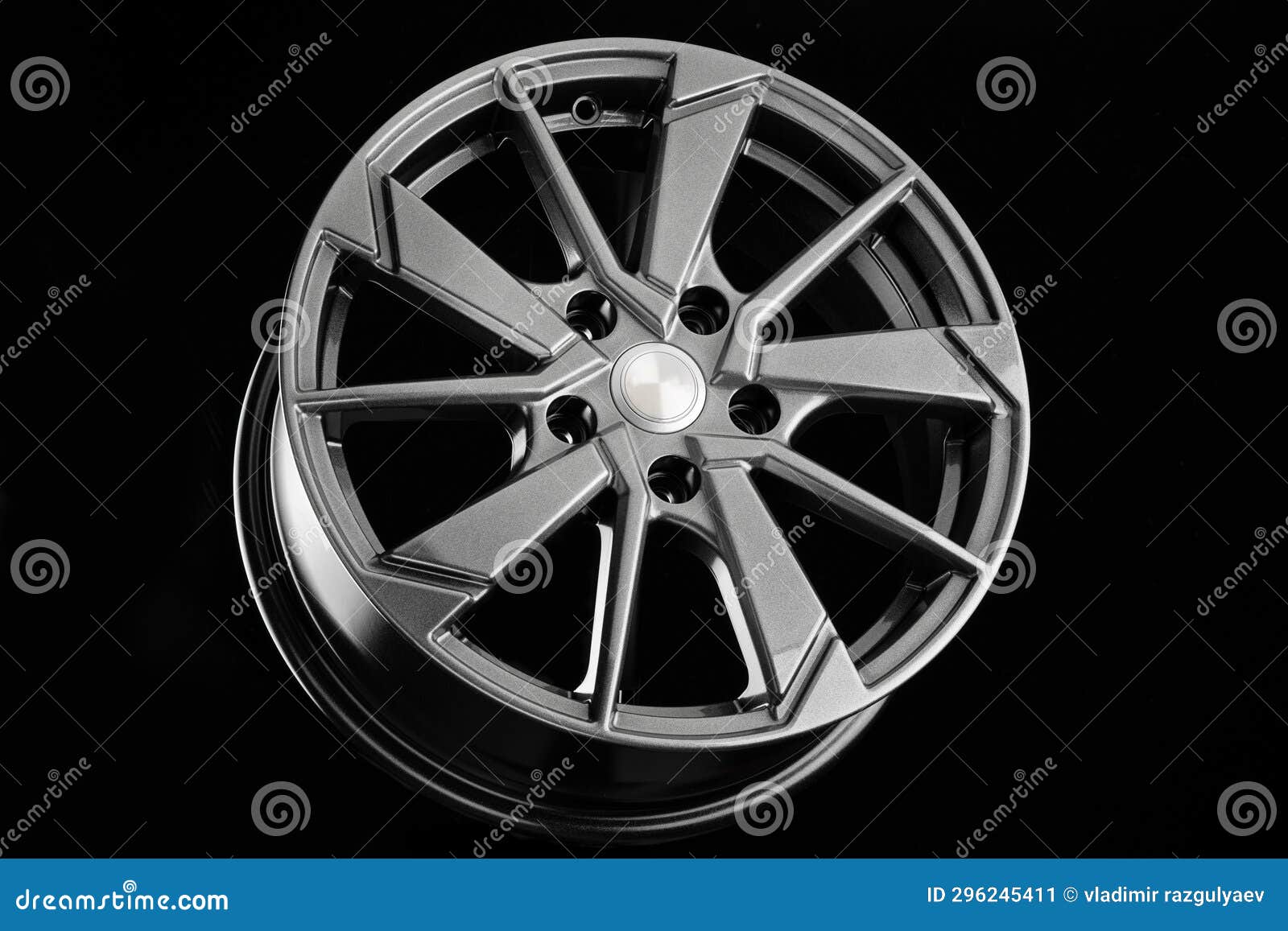 Grey Modern Cast Disc Alloy Wheel on Black Background Stock Image ...