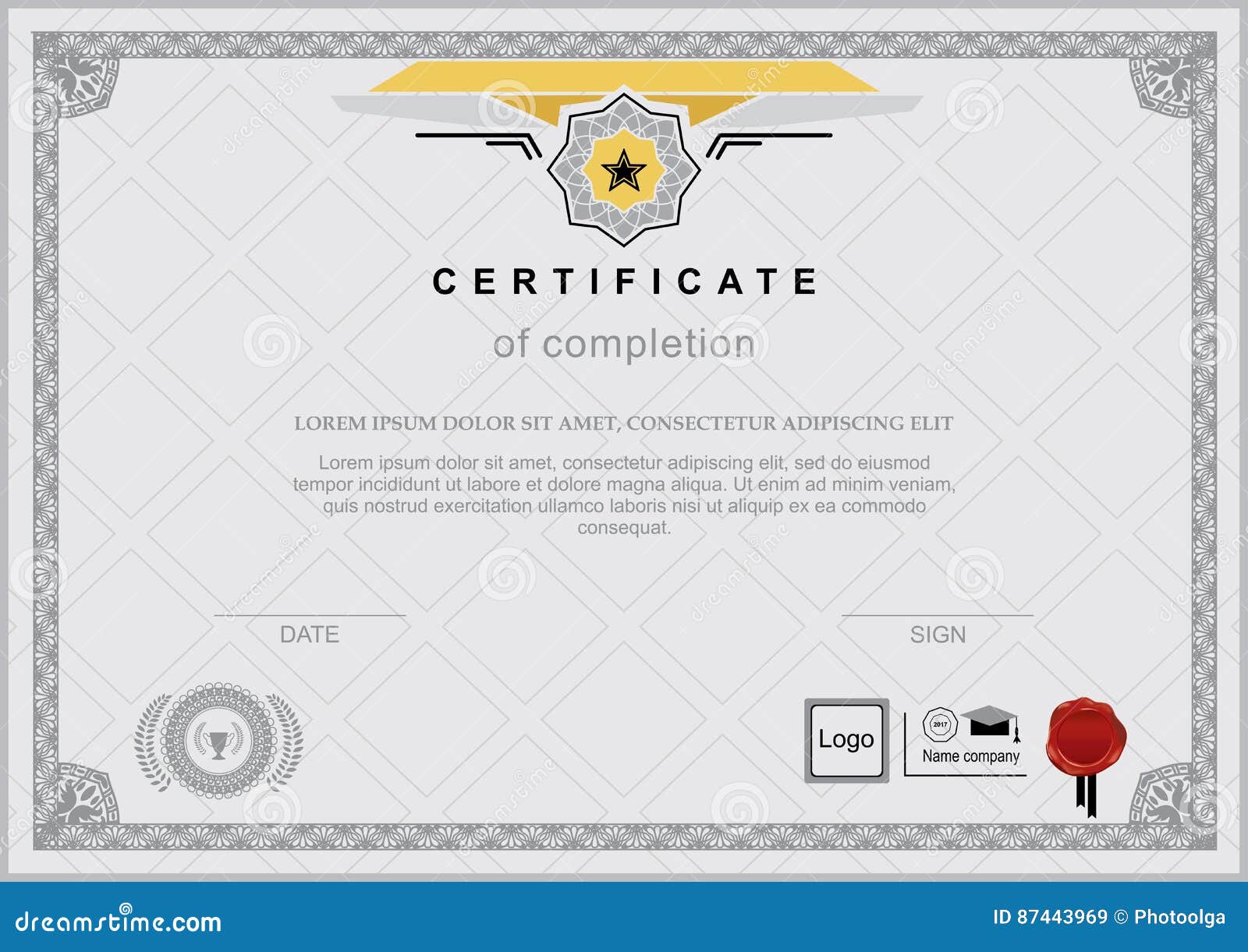 Grey Modern Official Certificate. Stock Vector - Illustration of modern ...