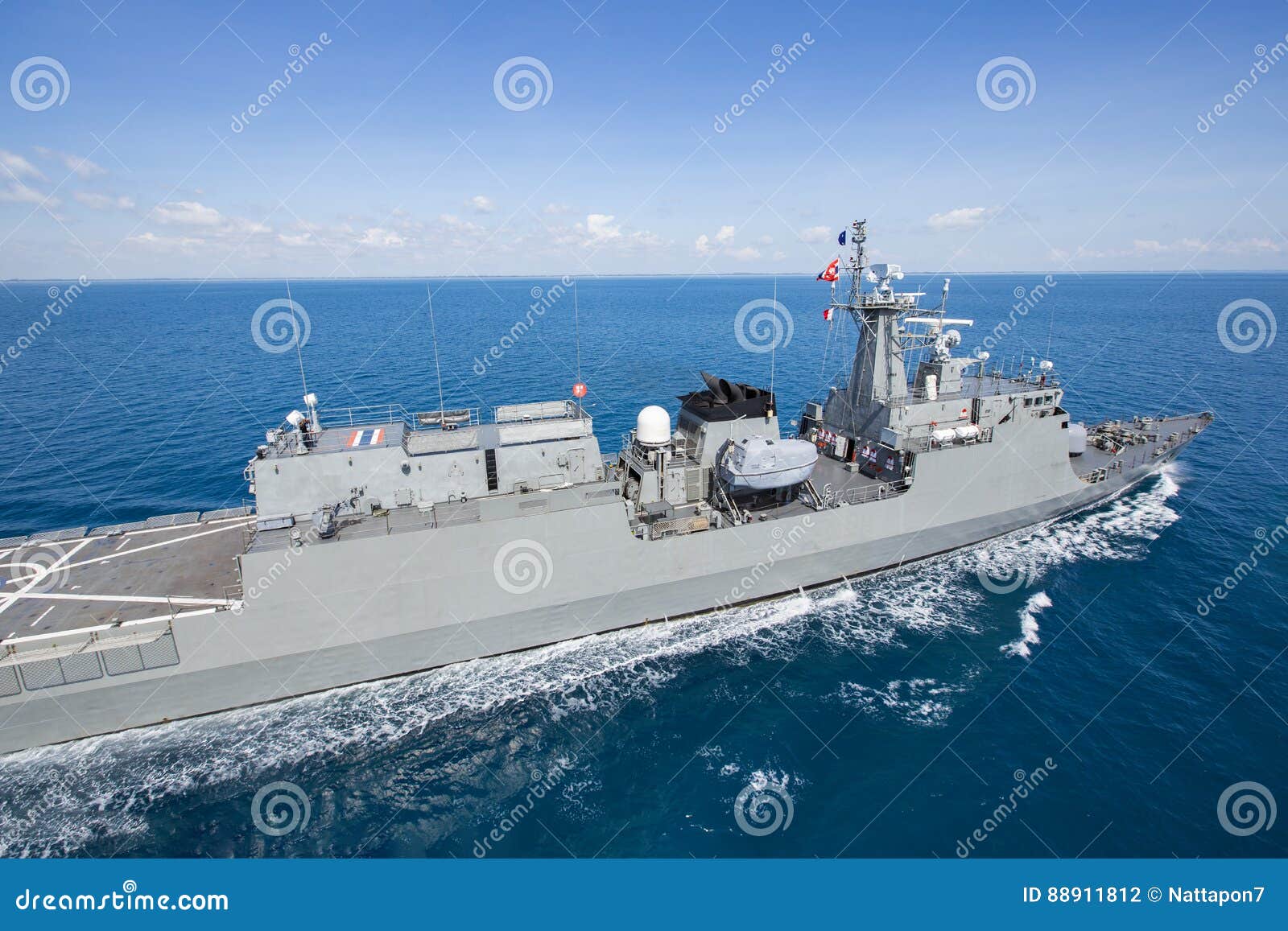 Grey Modern Warship Aerial View. Stock Photo - Image of history ...