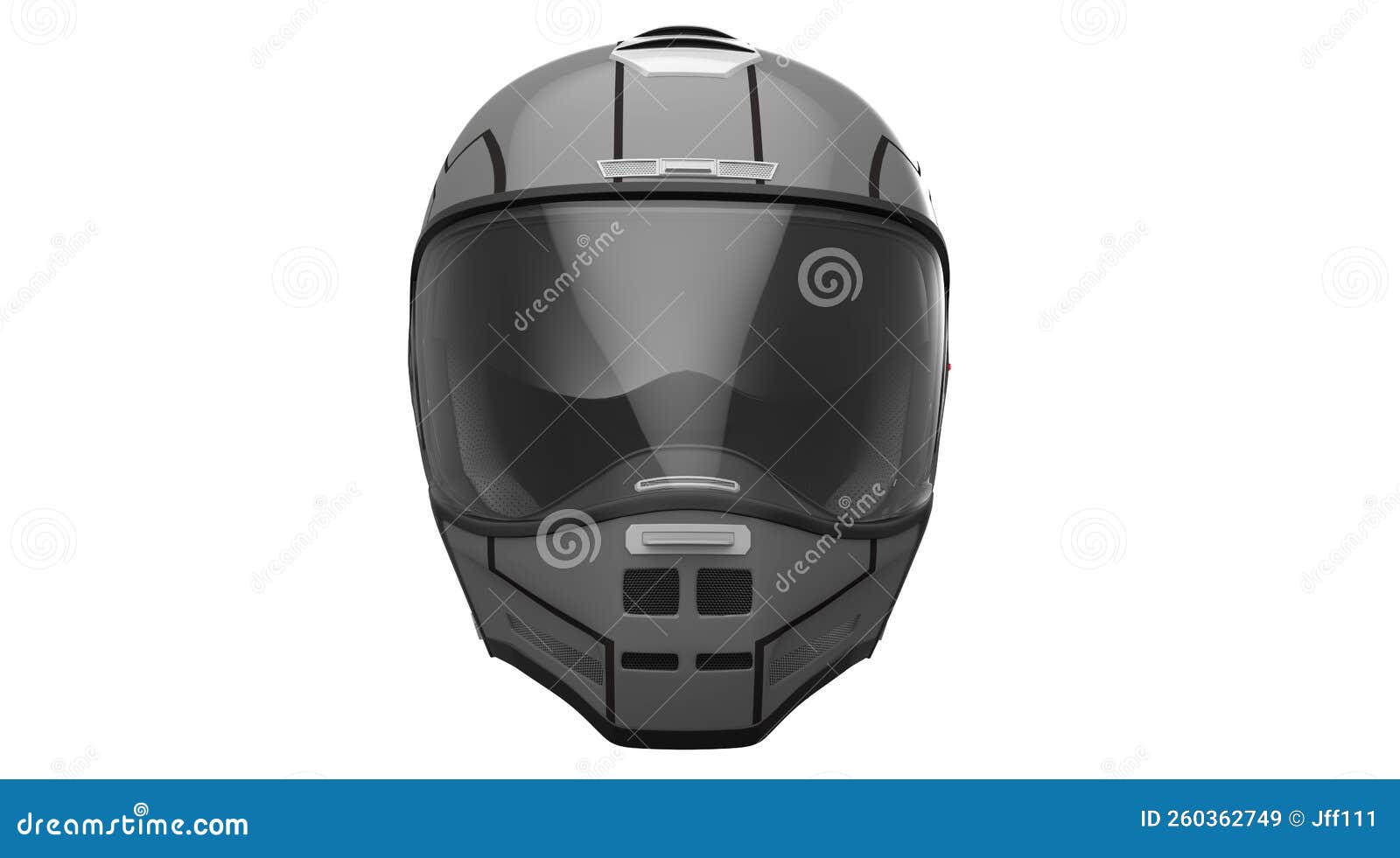 Grey Modular Helmet Front View. Isolated on White. 3D Render. 3D ...