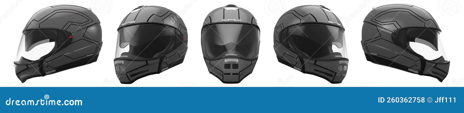 Grey Modular Helmet Views. Isolated on White. 3D Render. 3D ...