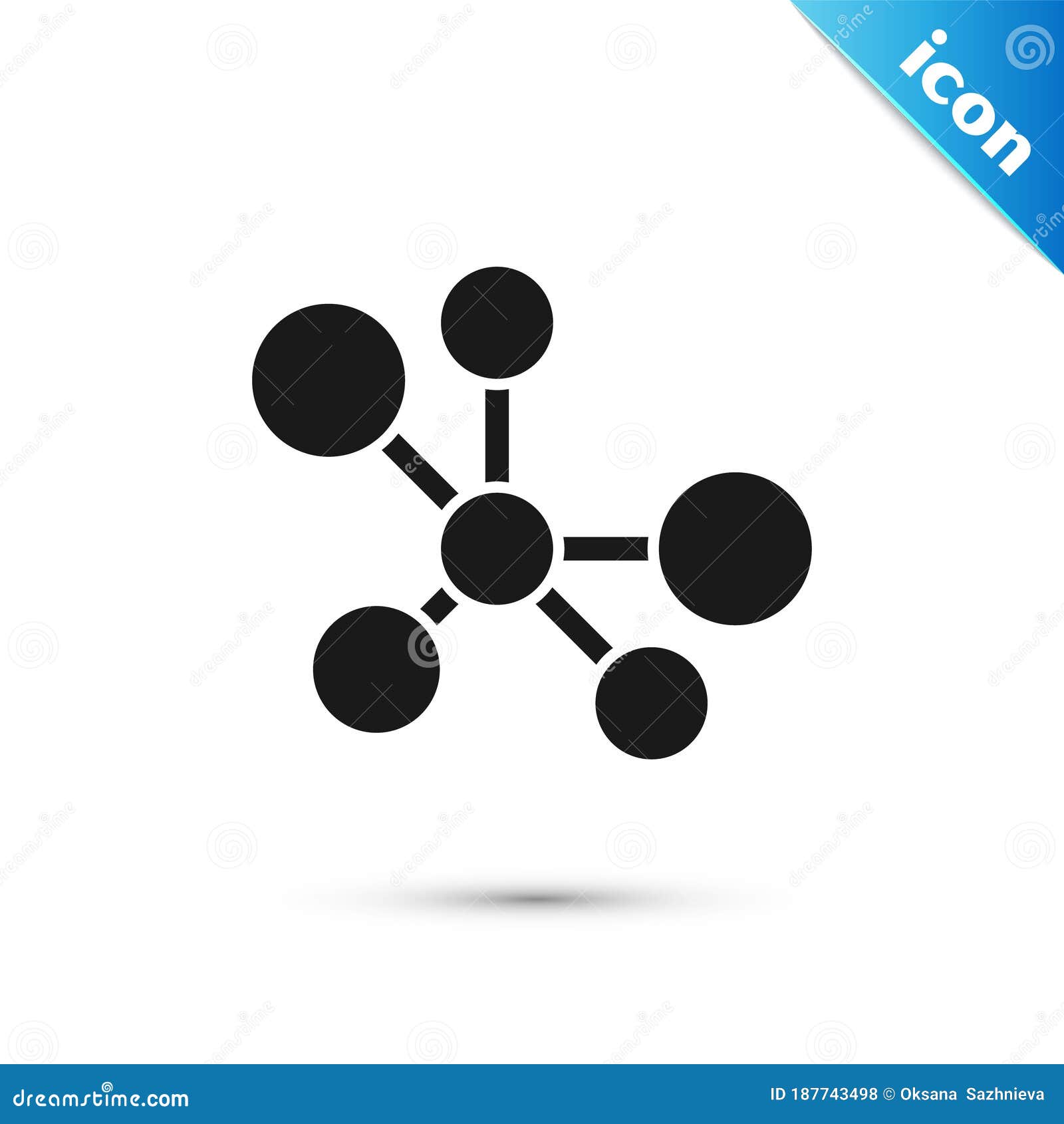 Grey Molecule Icon Isolated on White Background. Structure of Molecules ...