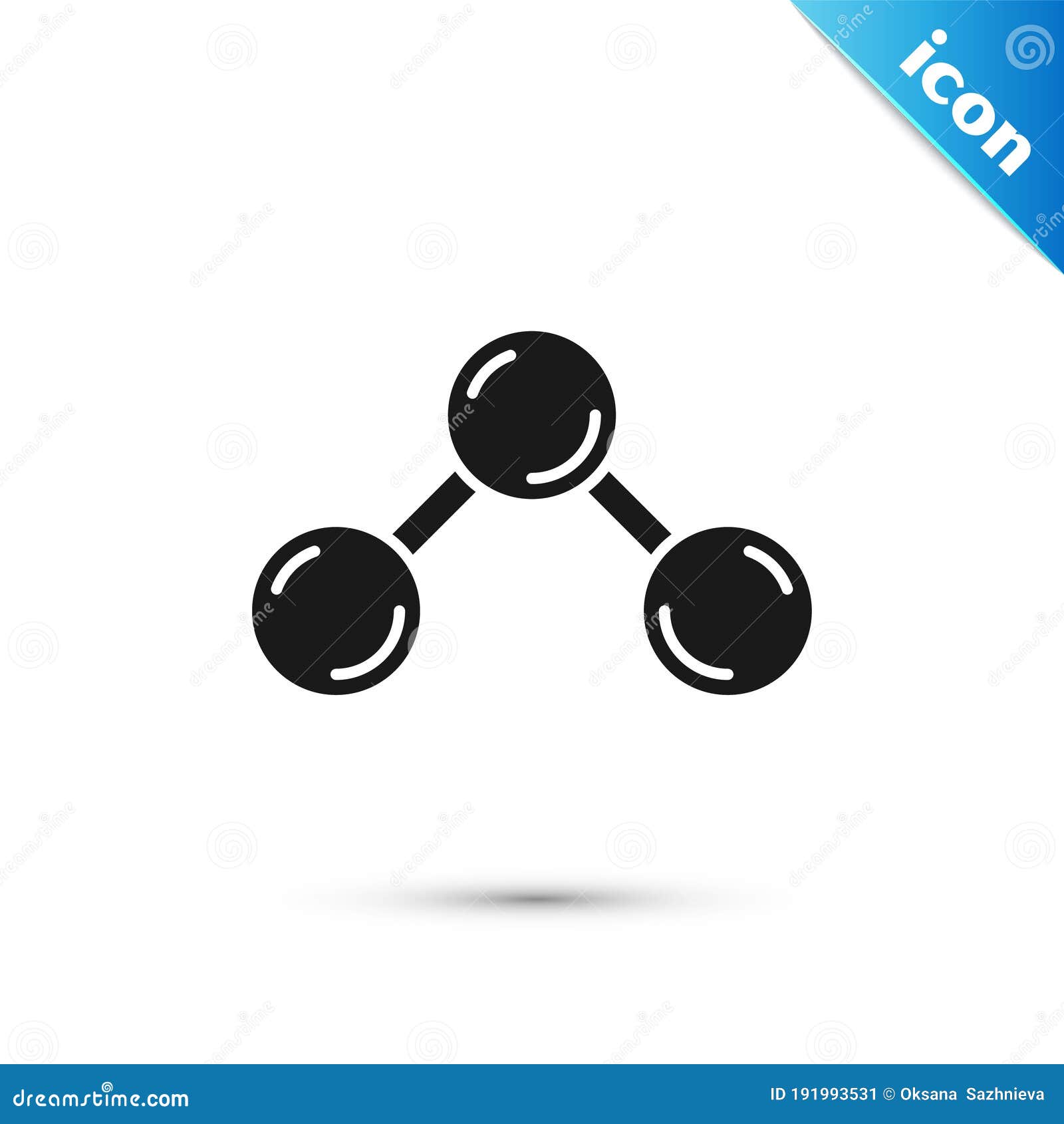 Grey Molecule Icon Isolated on White Background. Structure of Molecules ...