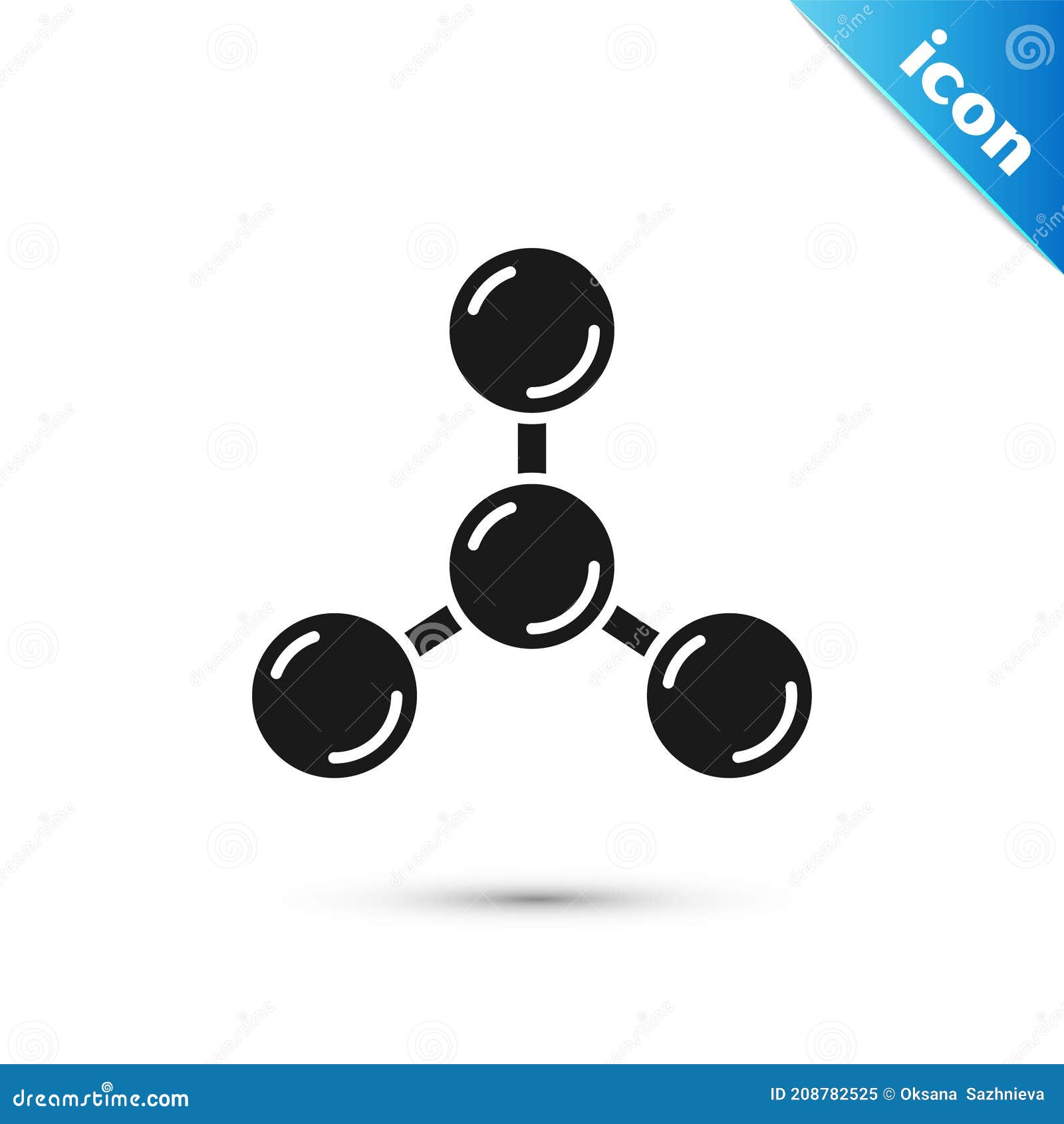 Grey Molecule Icon Isolated on White Background. Structure of Molecules ...
