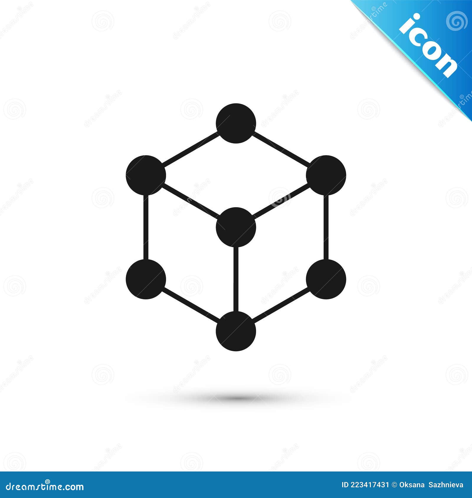 Grey Molecule Icon Isolated on White Background. Structure of Molecules ...