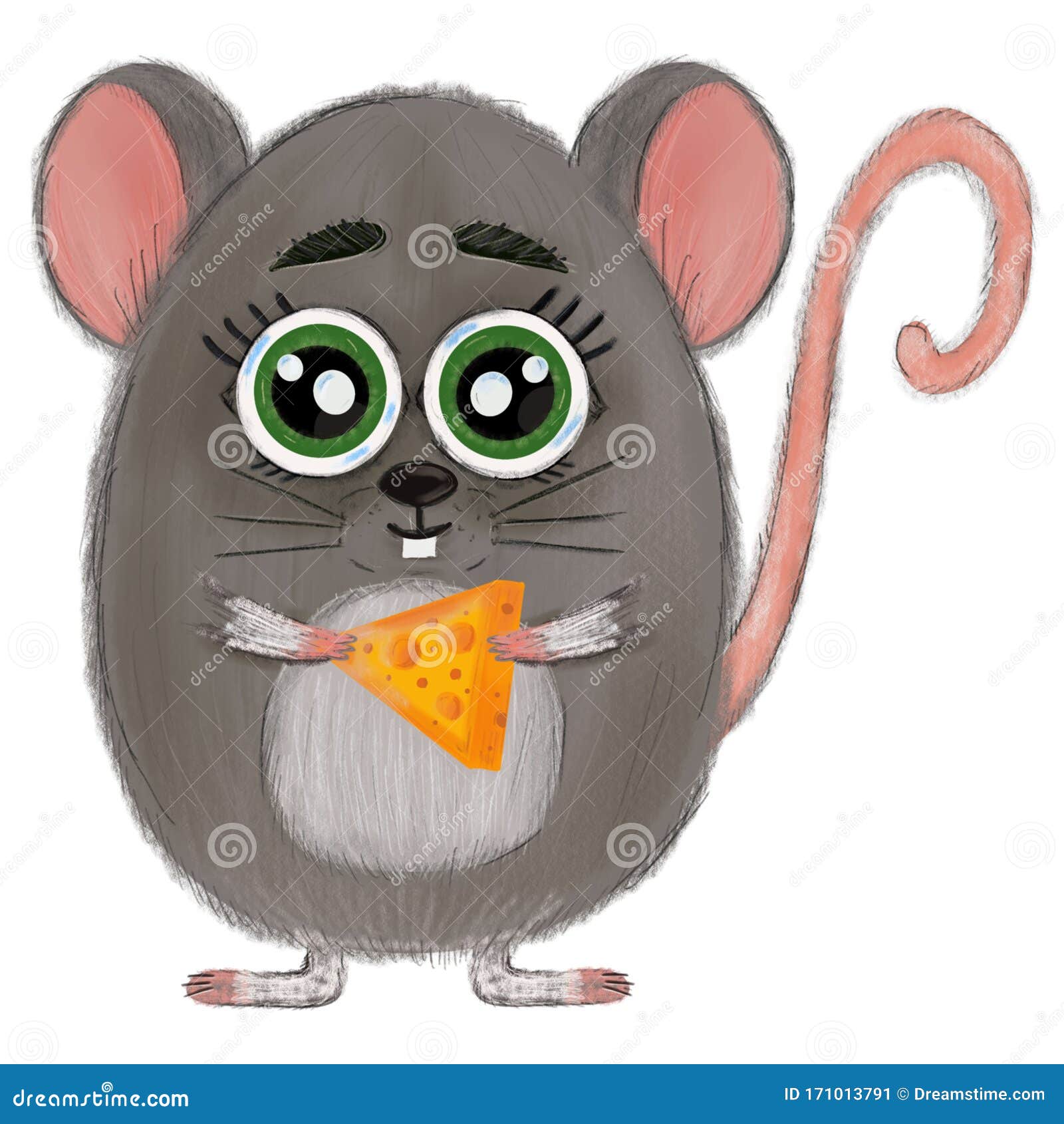 Grey mouse with cheese stock illustration. Illustration of graphic ...