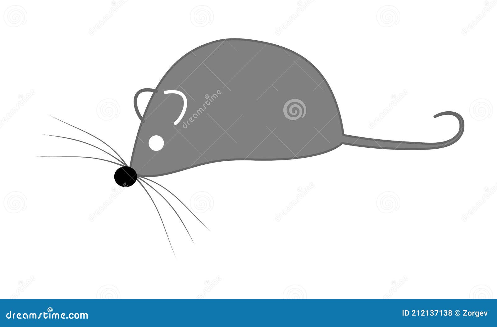 A Grey Mouse on His Profile with a Big Moustache Stock Vector ...