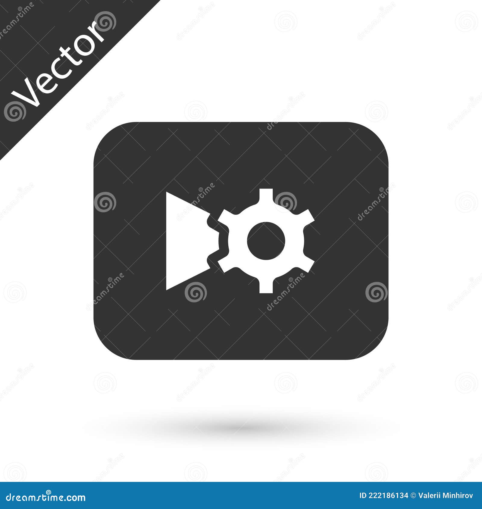 Grey Music or Video Settings Button Icon Isolated on White Background ...