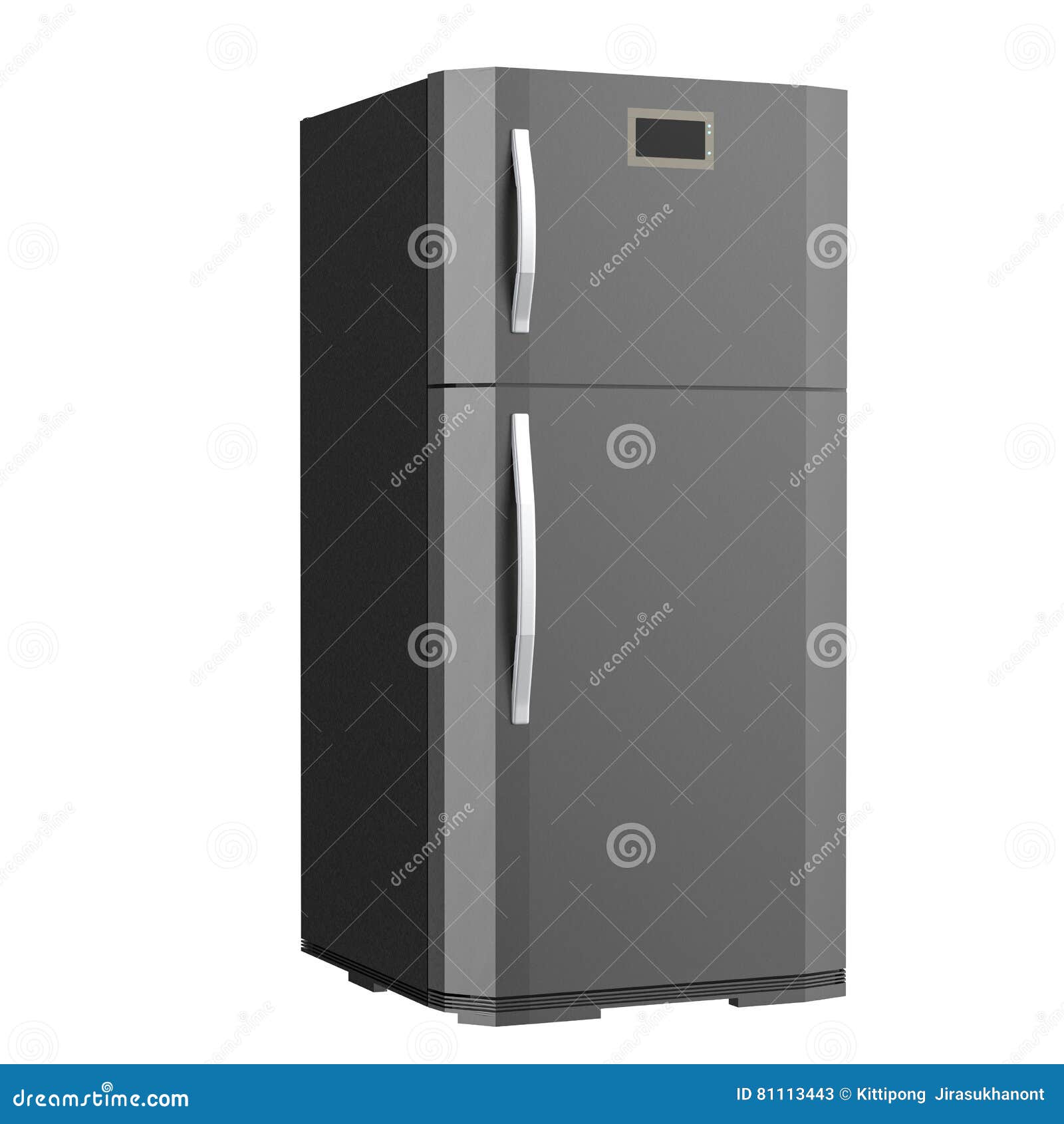 Grey New Fridge Isolated on White Stock Illustration - Illustration of ...