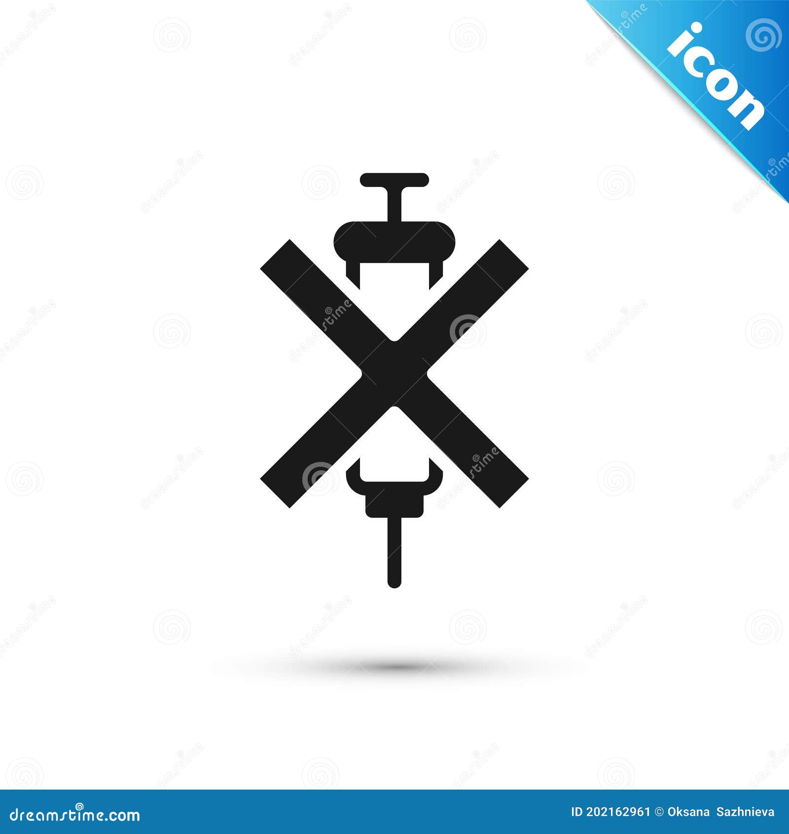 Grey No Doping Syringe Icon Isolated on White Background. Vector Stock ...