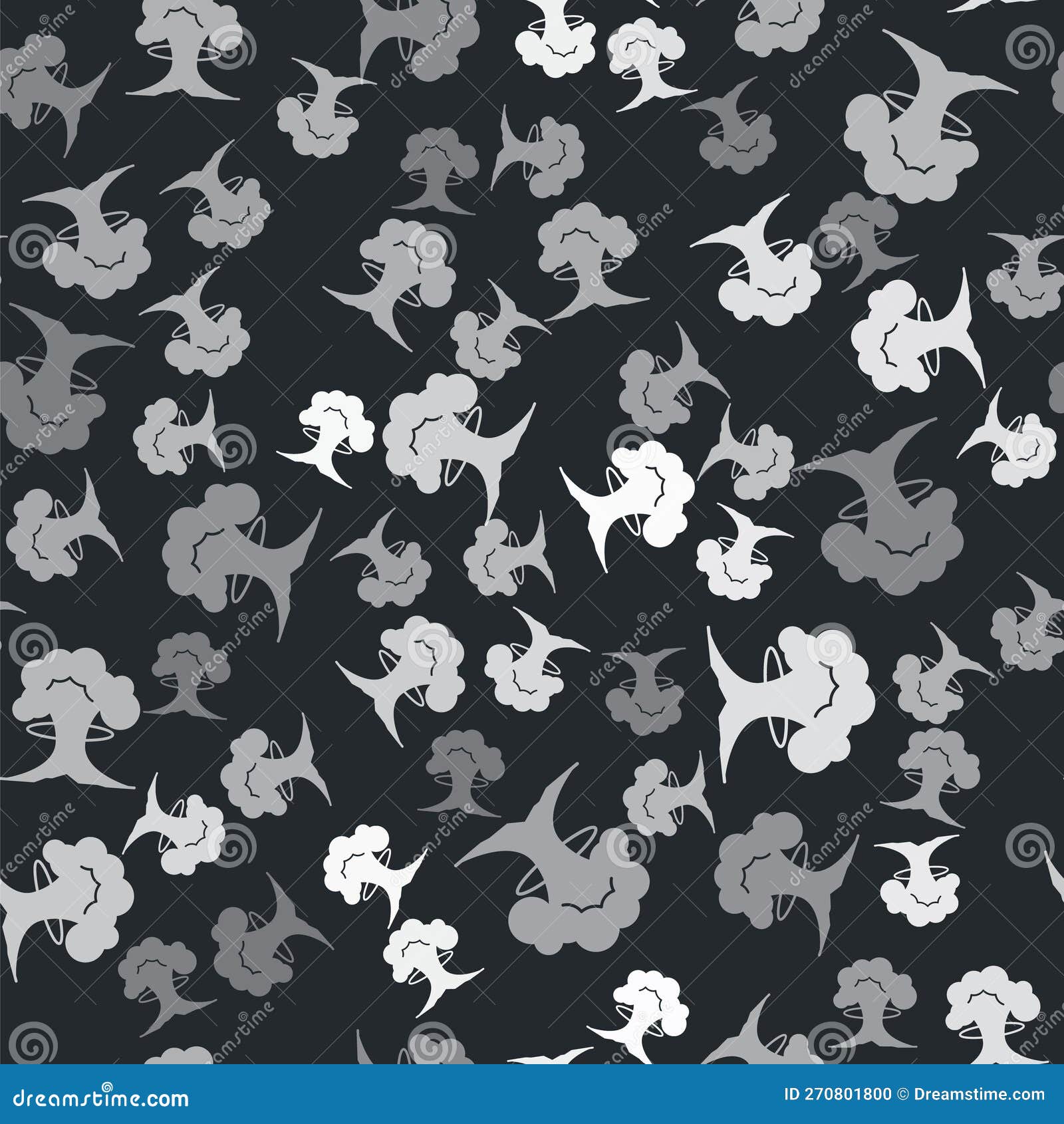 Grey Nuclear Explosion Icon Isolated Seamless Pattern on Black ...