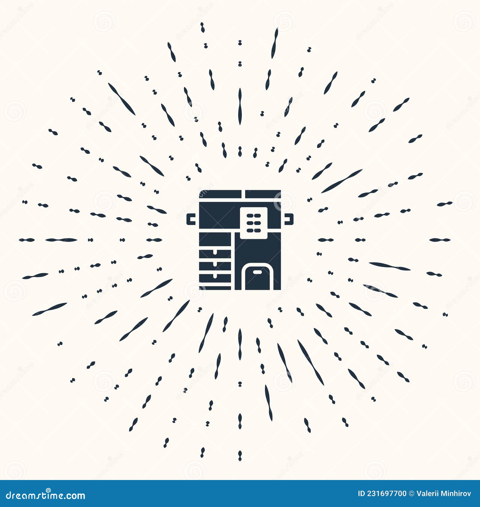 Grey Office Multifunction Printer Copy Machine Icon Isolated on Beige Background. Abstract ...