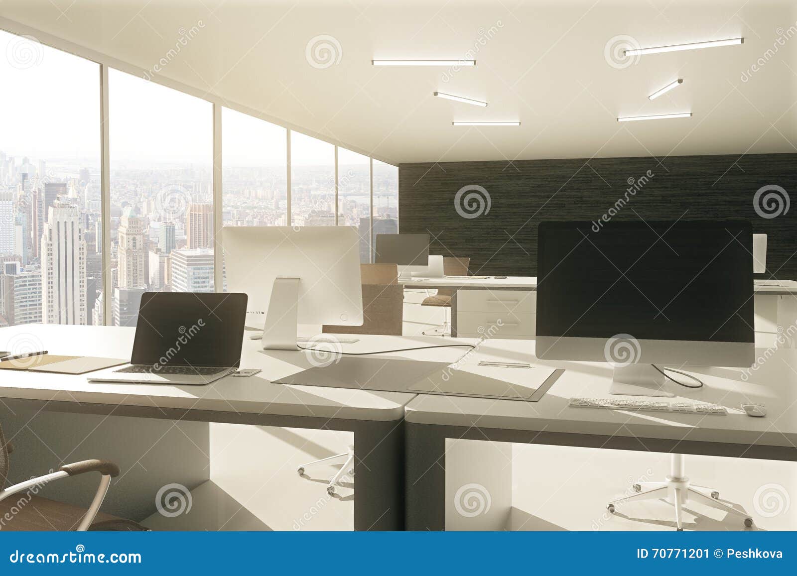Grey office workspace stock illustration. Illustration of closeup ...