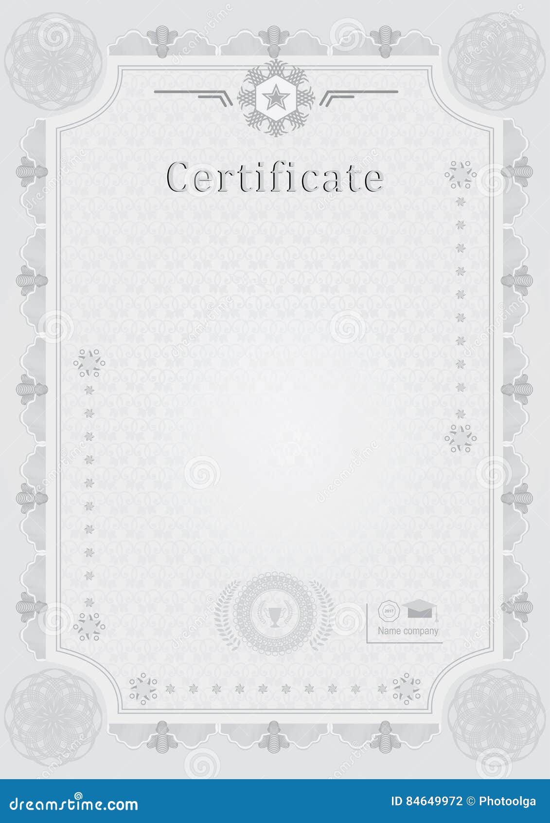 Grey Official Certificate With Gold Emblem Cartoon Vector ...