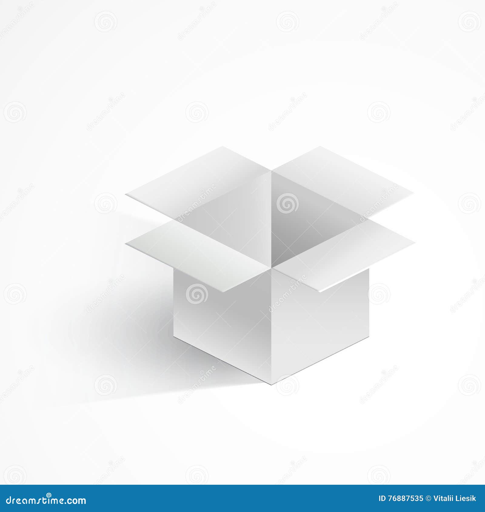 Grey Open Box with Realistic Shadows Isolated on White. EPS10 Vector ...