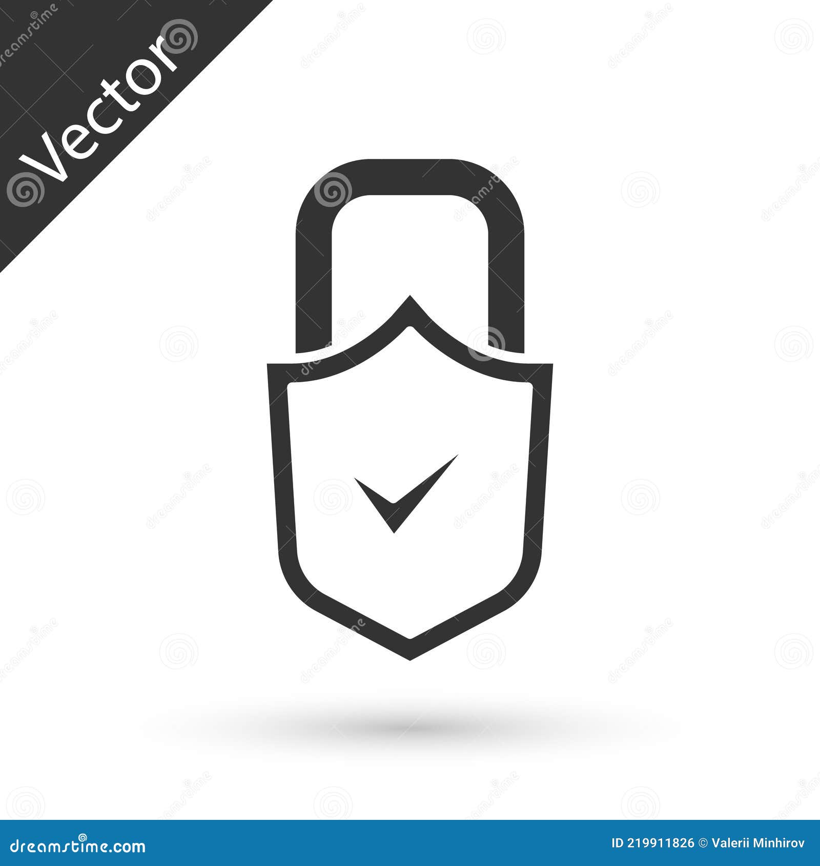 Grey Open Padlock and Check Mark Icon Isolated on White Background ...