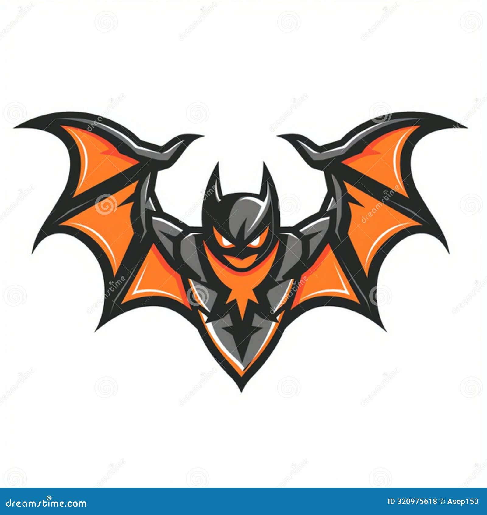 Grey Orange Bat Illustration for Logo Mascot Stock Illustration ...
