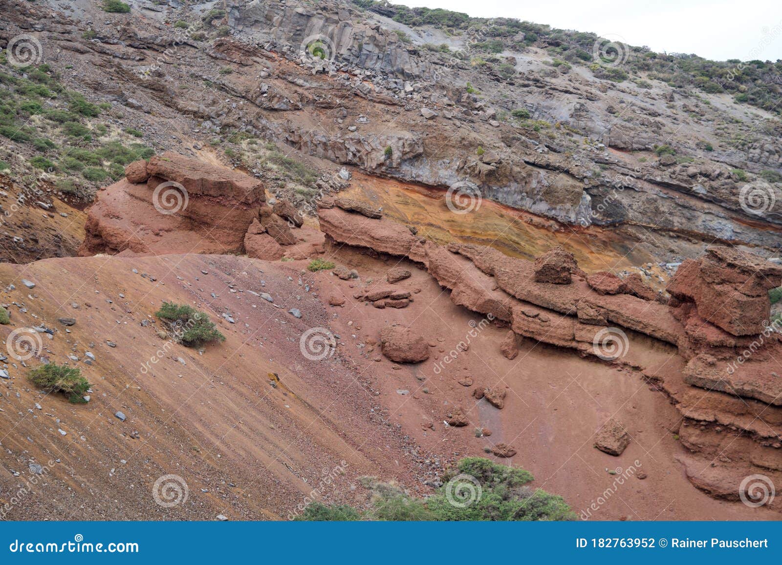 Grey, Orange, Red Lava Layer Stock Photo - Image of lava, sand: 182763952