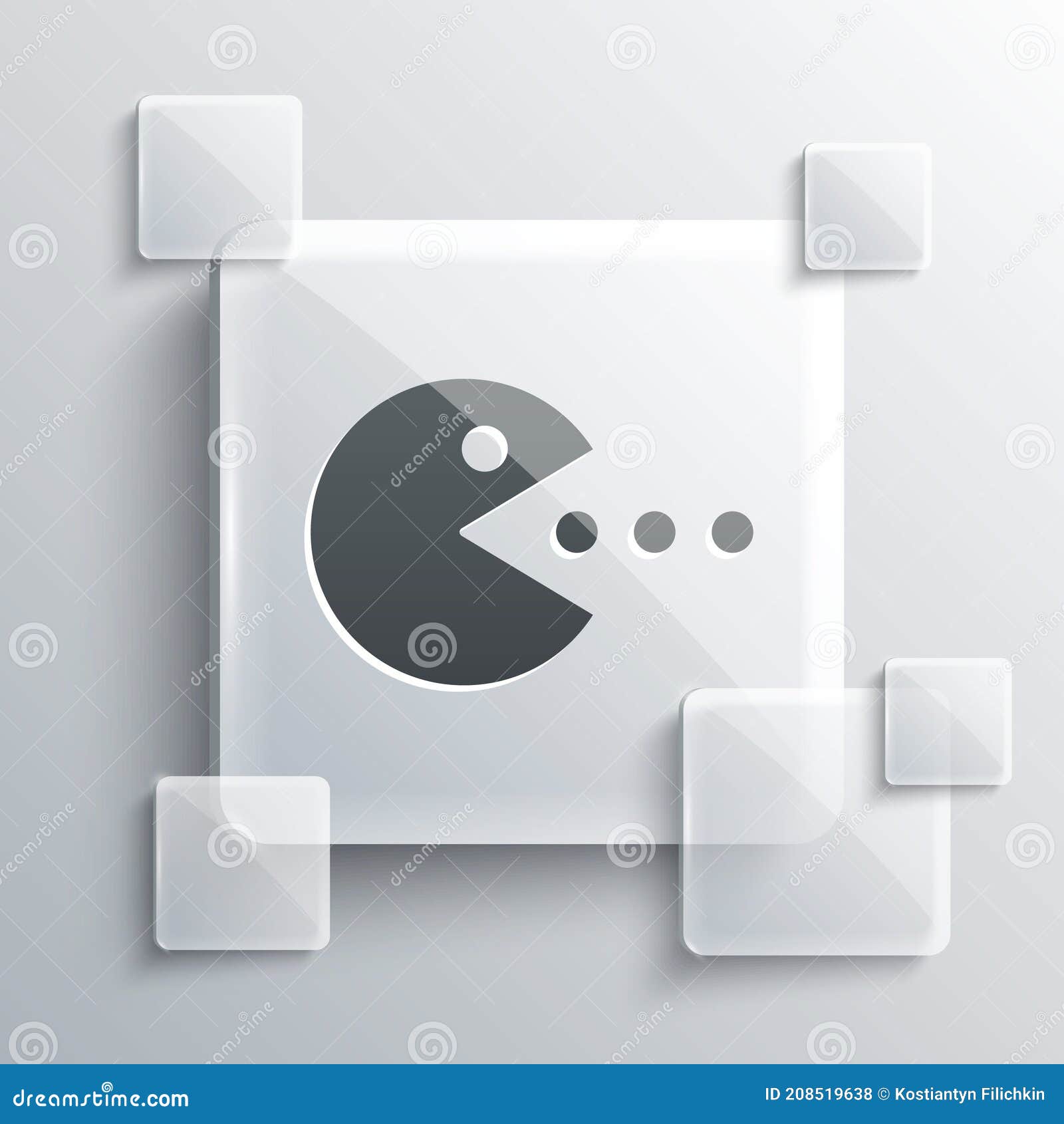 Grey Pacman with Eat Icon Isolated on Grey Background. Arcade Game Icon ...