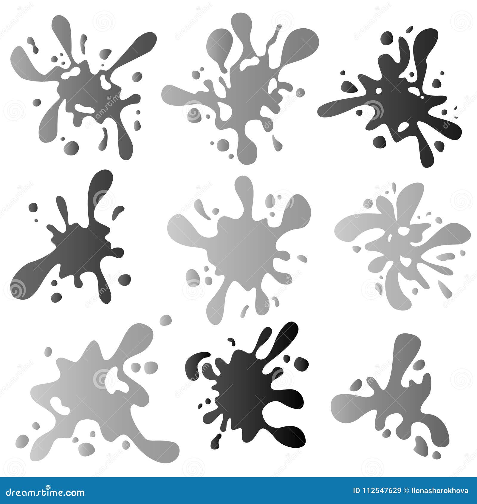 Grey Paint Blots or Splashes . Drops and Stains. Paint Splash or Splat ...