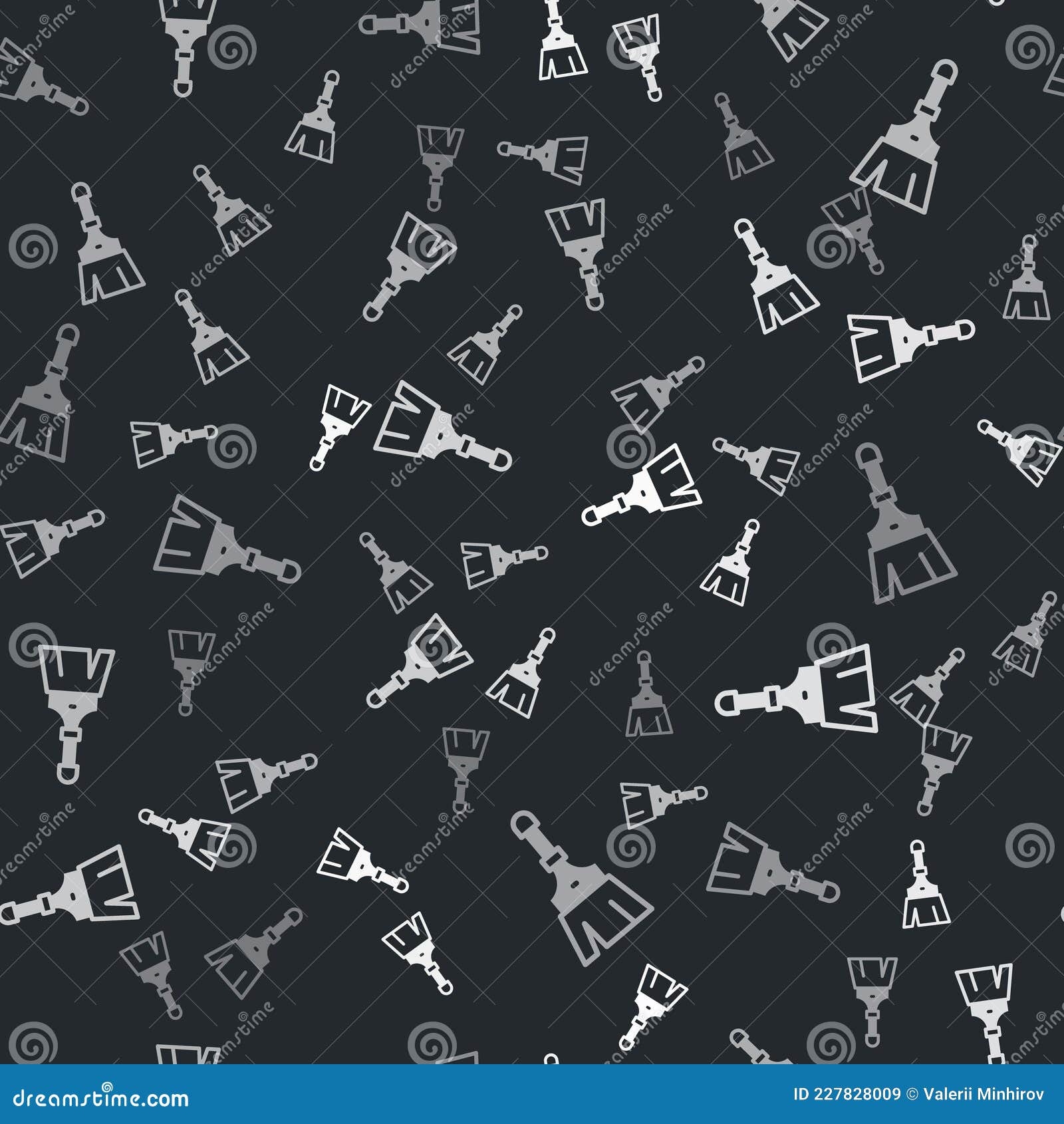 Grey Paint Brush Icon Isolated Seamless Pattern on Black Background ...