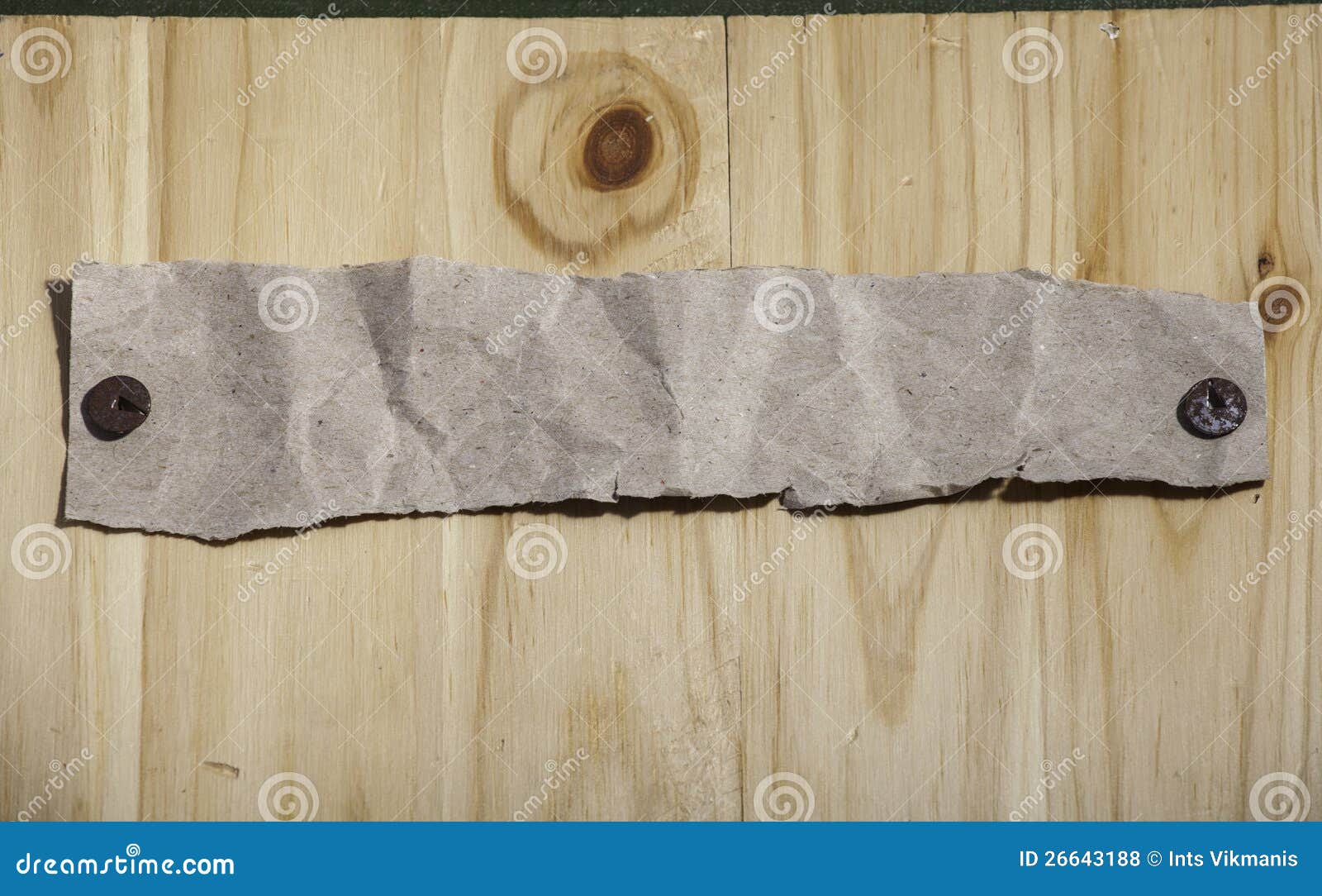 Grey Paper Attached by Rusty Push Pins Stock Photo - Image of blank ...
